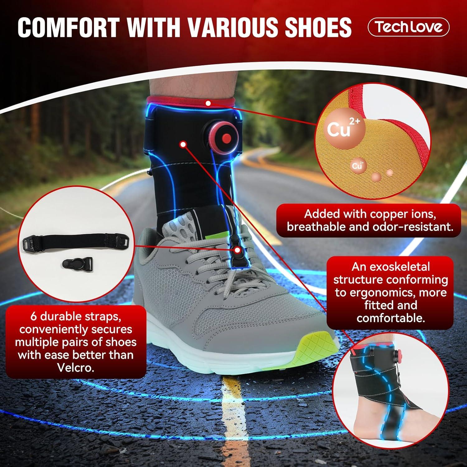 Tech Love AFO Foot Drop Brace | Adjustable Orthosis for ALS MS Stroke ...