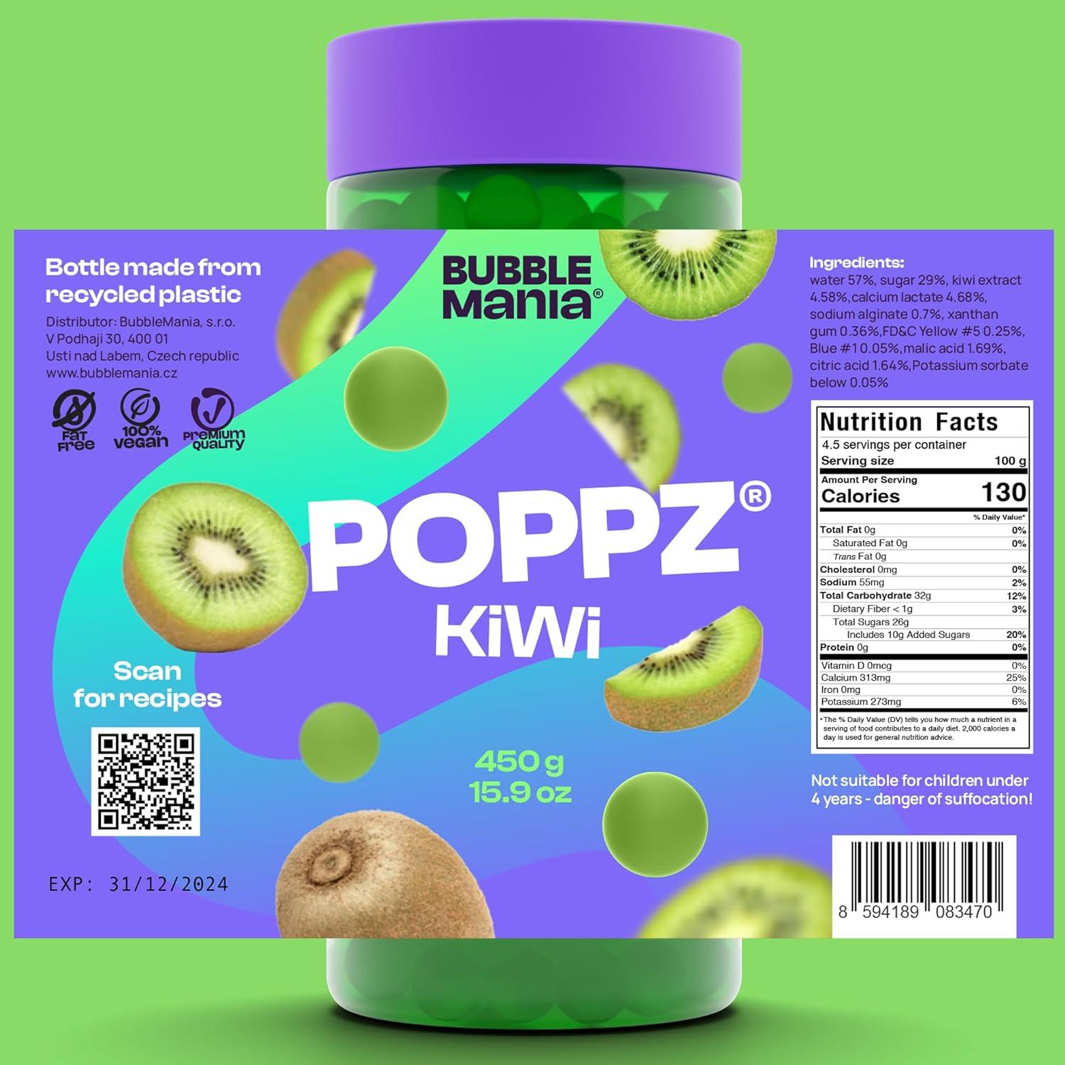 POPZ Popping Boba Fruit Pearls for Bubble Tea - Kiwi Bursting Tapioca ...