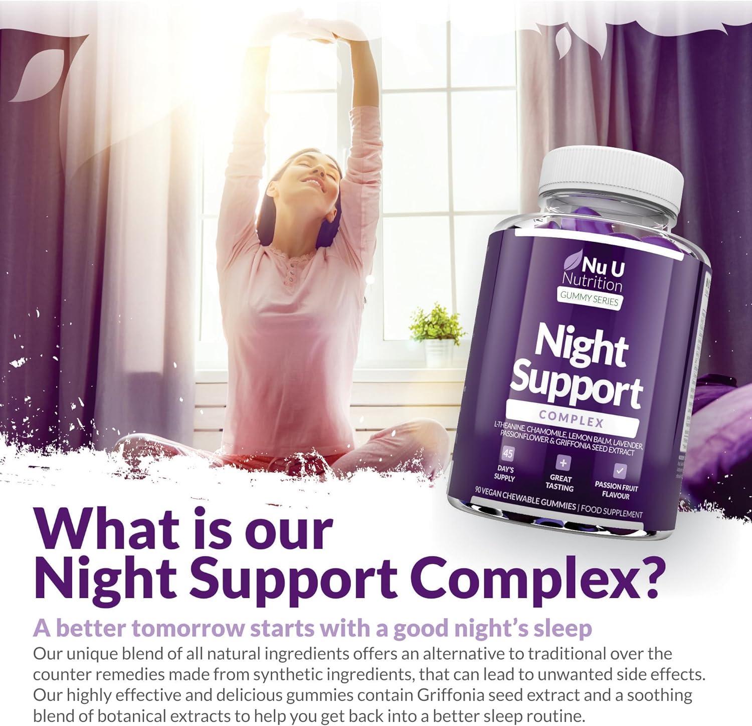 Nu U Nutrition Night Support Sleep Gummies - 90 Vegan Gummies with ...