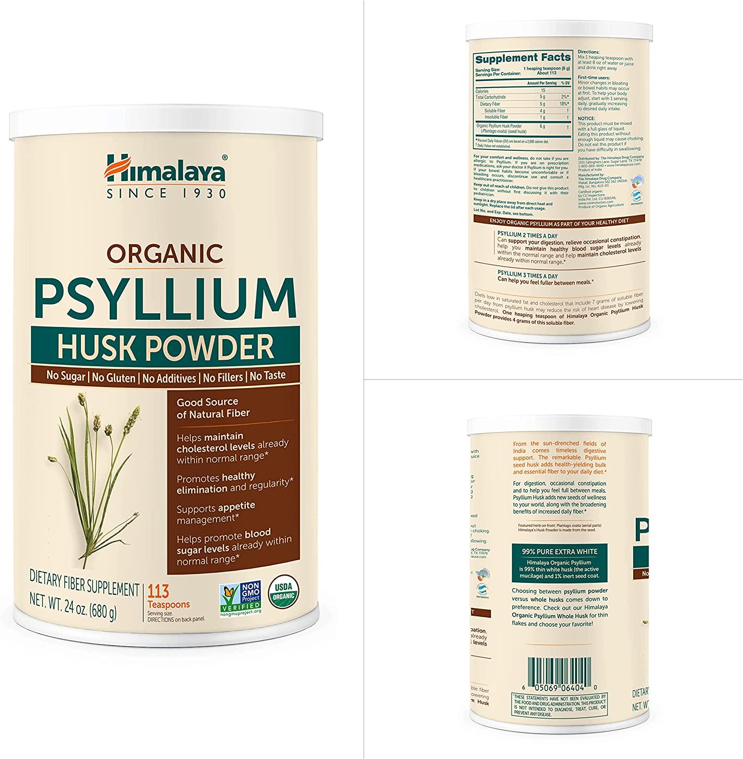 Himalaya Organic Psyllium Husk Powder 24 oz - Daily Fiber & Cholesterol ...