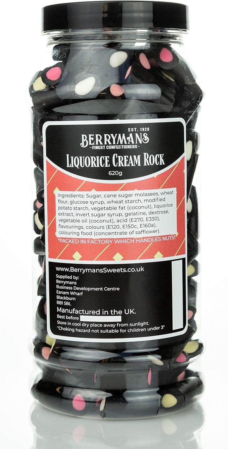 Original Liquorice Cream Rock Retro Sweets Gift Jar By Berrymans Sweet ...
