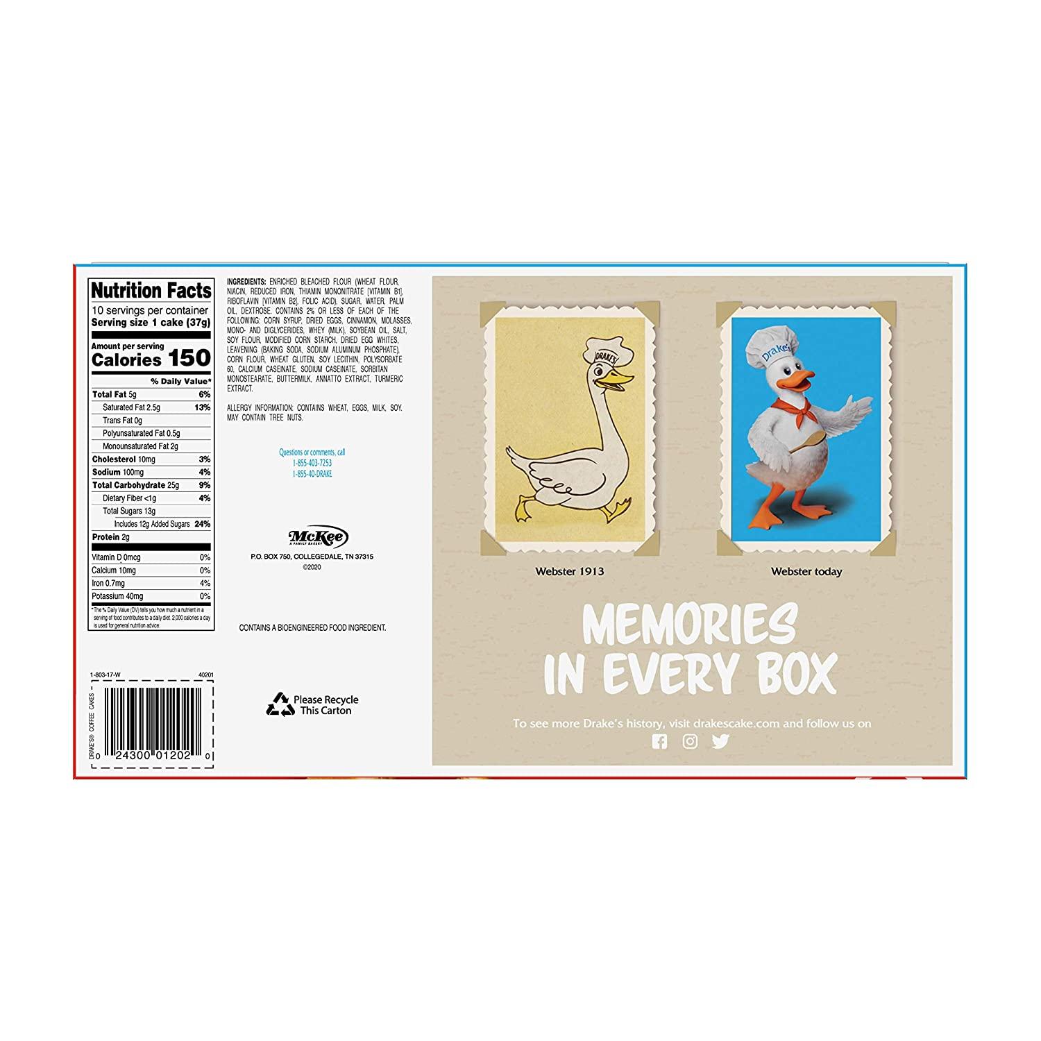 Drake's Coffee Cakes 10 Count - Individually Wrapped Breakfast Pastries ...