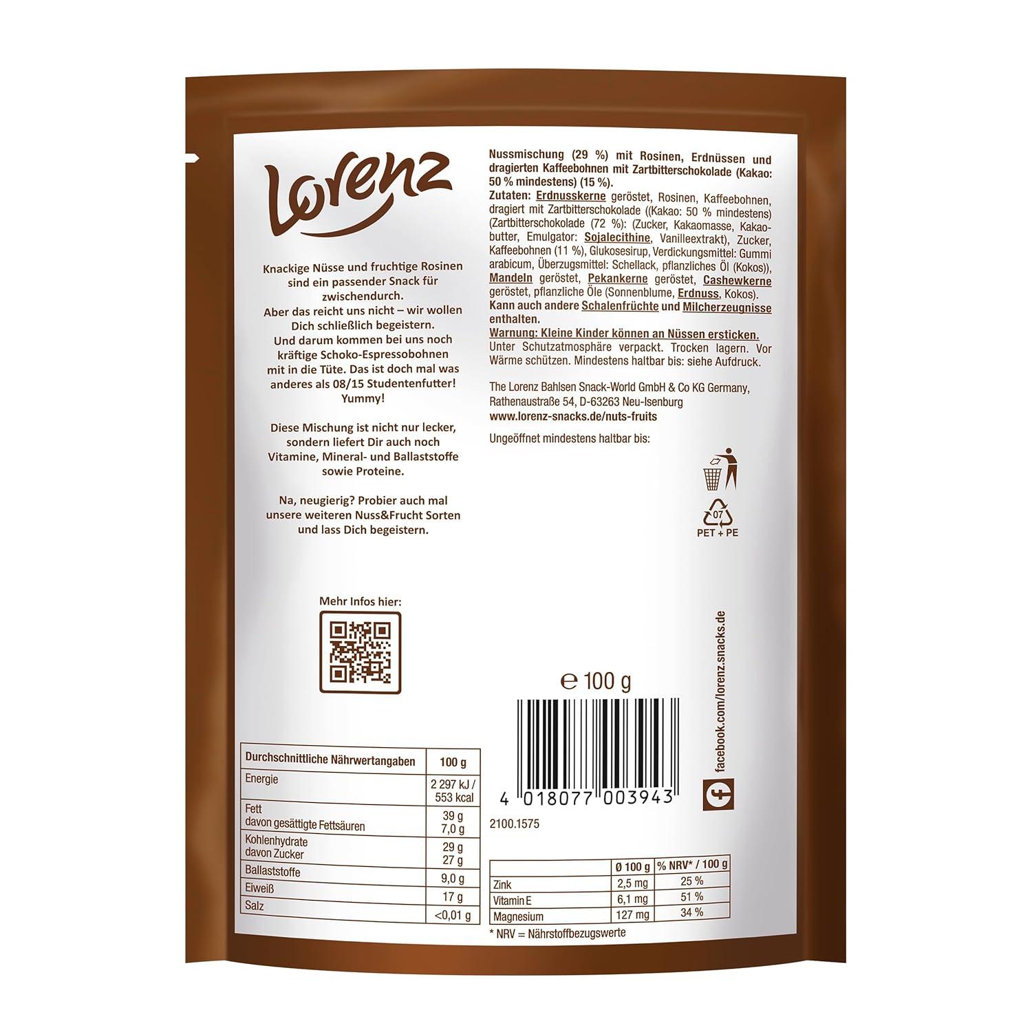 Lorenz Snack World Nut & Fruit with Chocolate Espresso Beans - 11-Pack ...