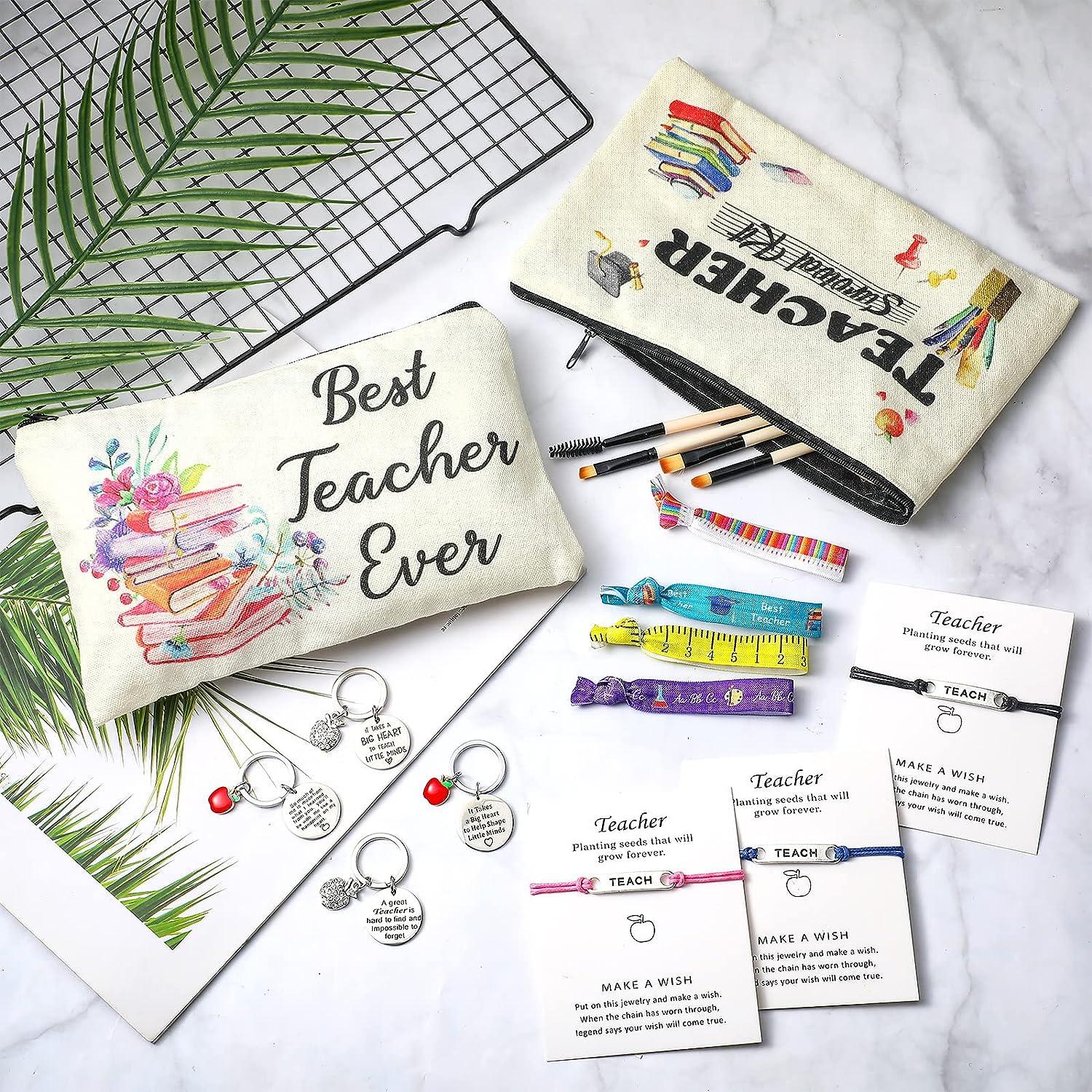 Teacher Appreciation Gift Set with Makeup Pouch, Hair Ties, Bracelets ...