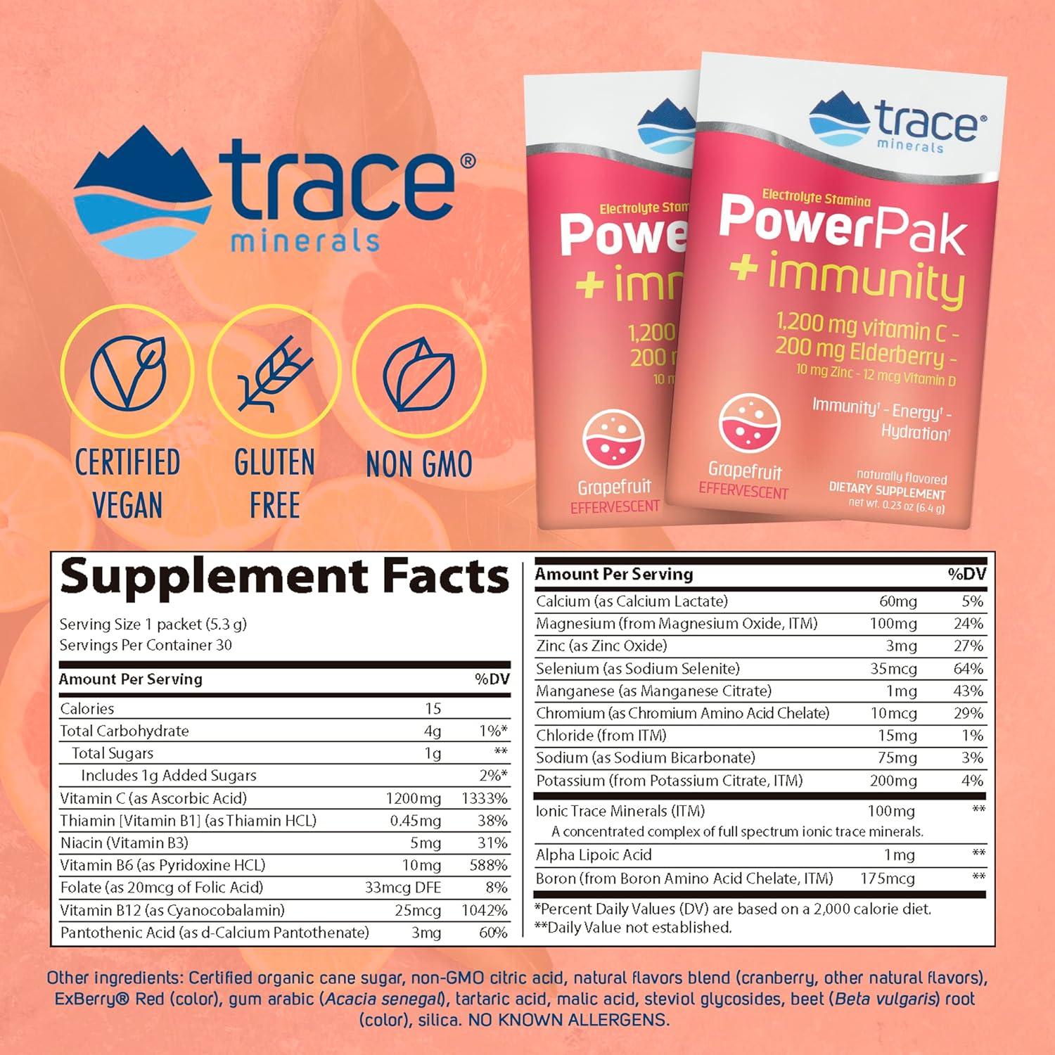 Trace Minerals Power Pak Electrolyte + Immunity Boost Drink Packets ...