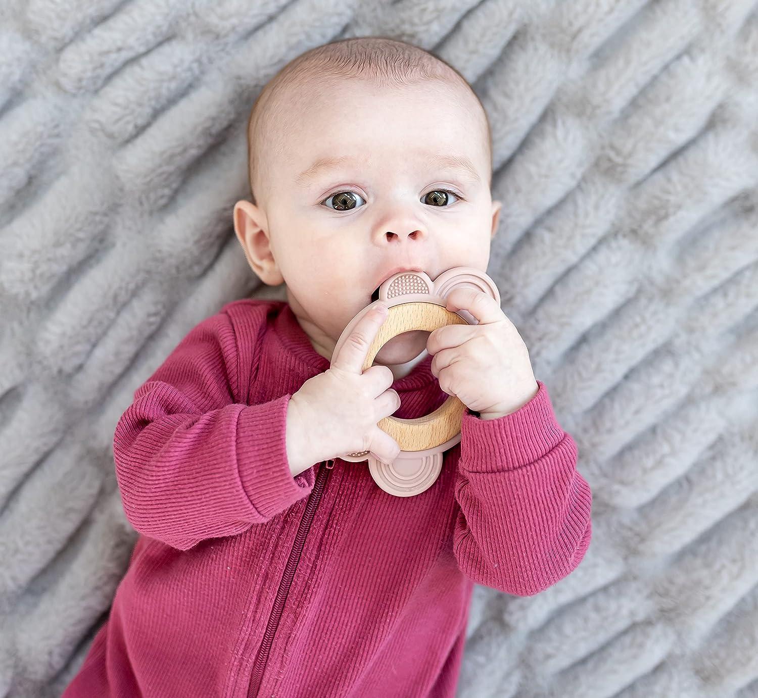 Natural Wood & Silicone Butterfly Baby Teether 3M+ - Vanilla Cream ...