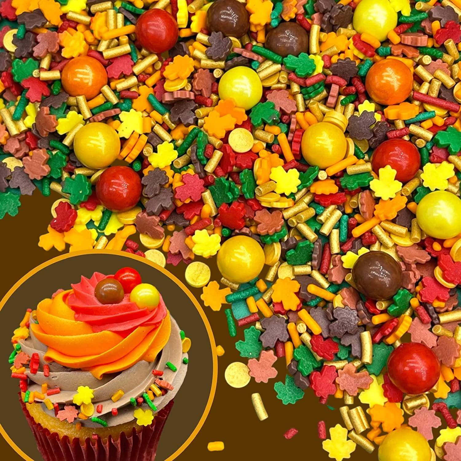 Fall Themed Edible Sprinkles for Cake Decorating - Thanksgiving ...