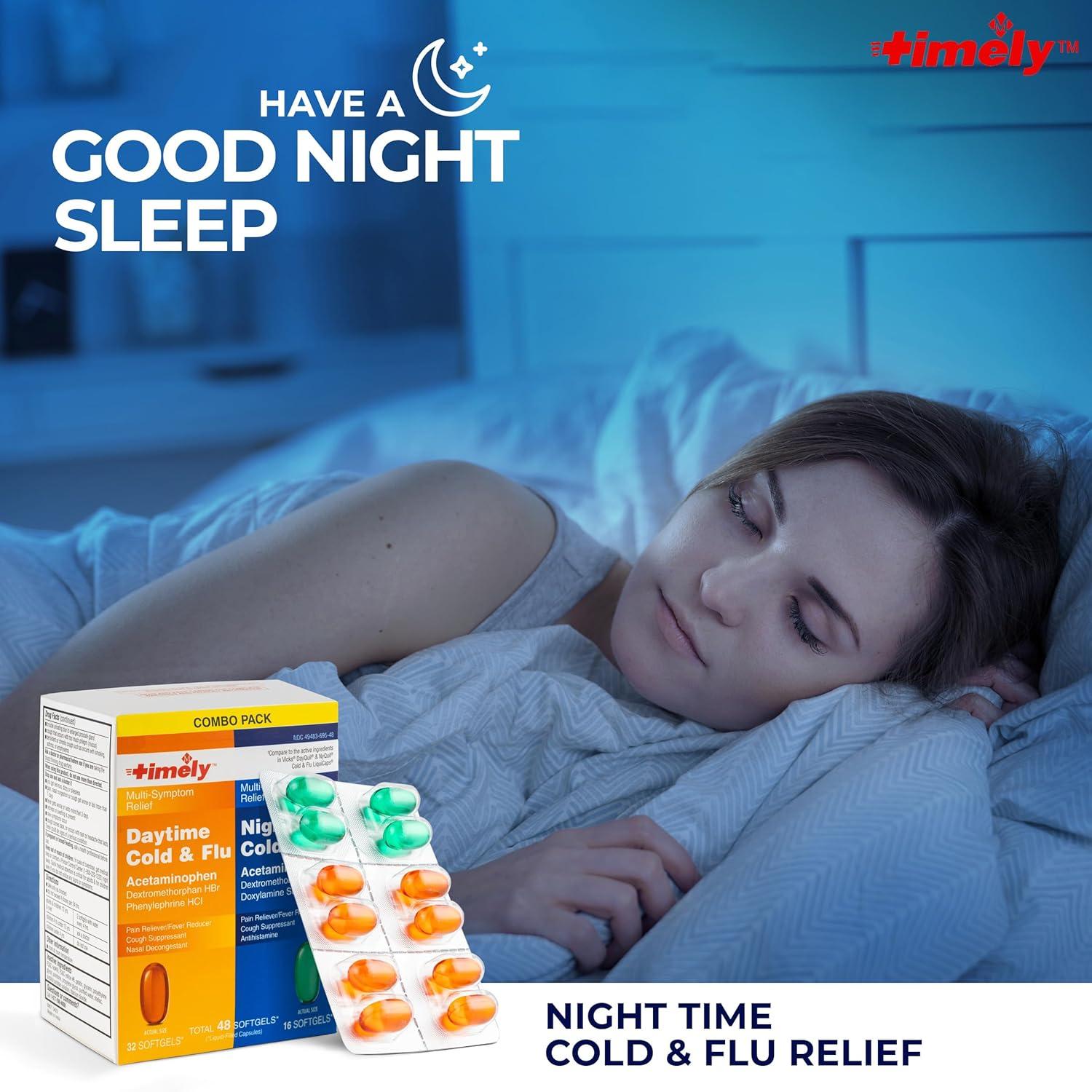Timely Day and Night Cold & Flu Medicine - 32 Daytime & 16 Nighttime ...