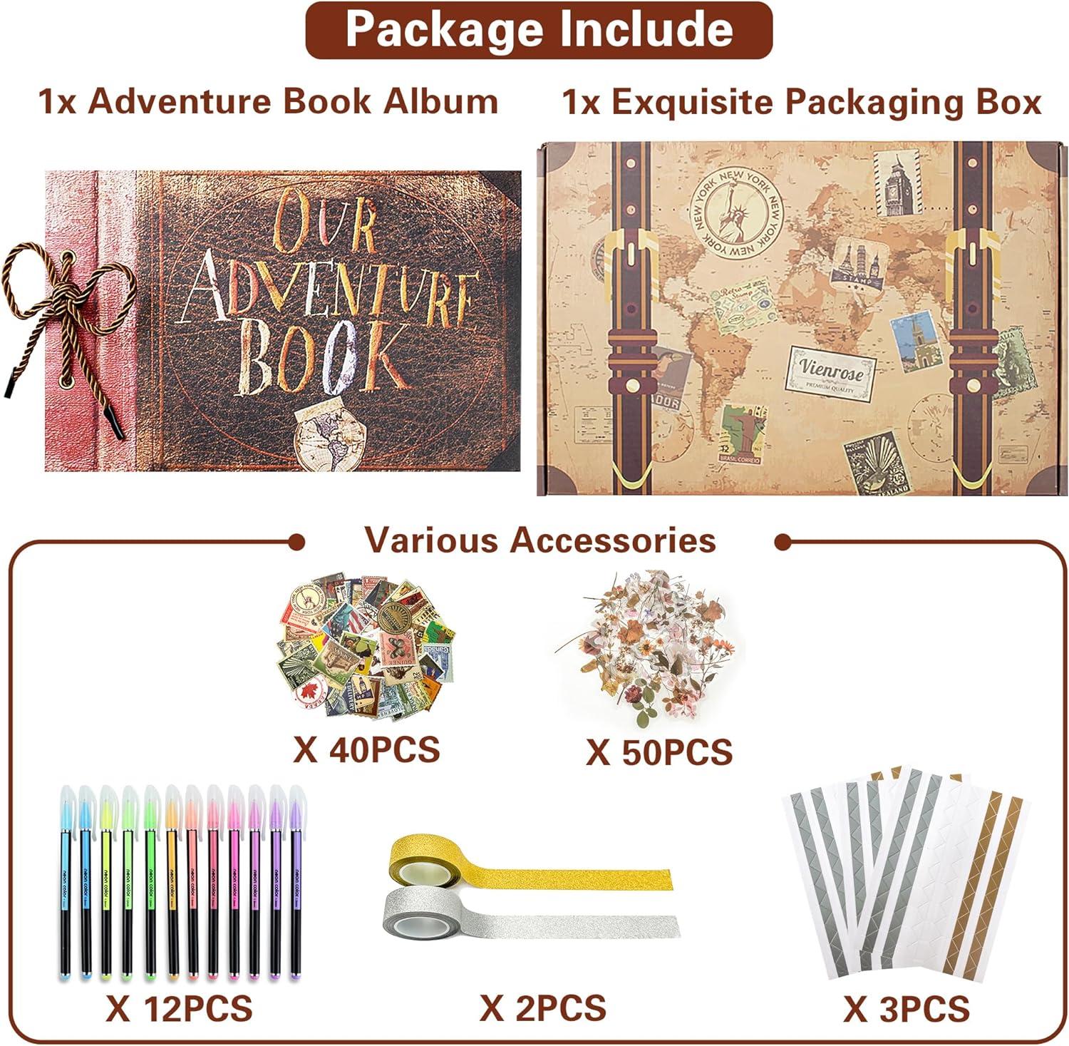 Vienrose Adventure Book Photo Album - Scrapbook Kit for Travel Weddings ...