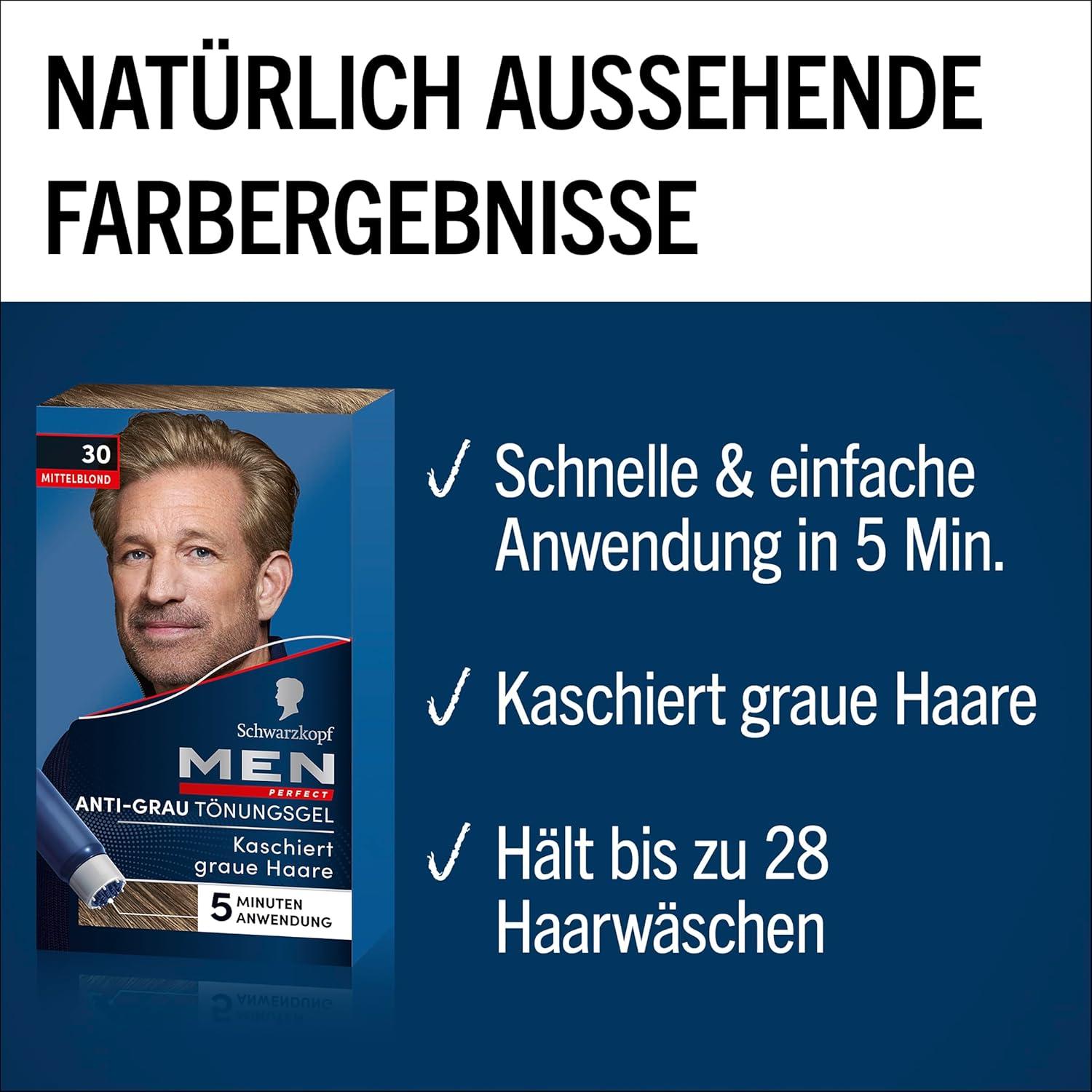 Schwarzkopf Men Perfect Anti-Gray Tint Gel 30 Medium Blonde 80ml ...