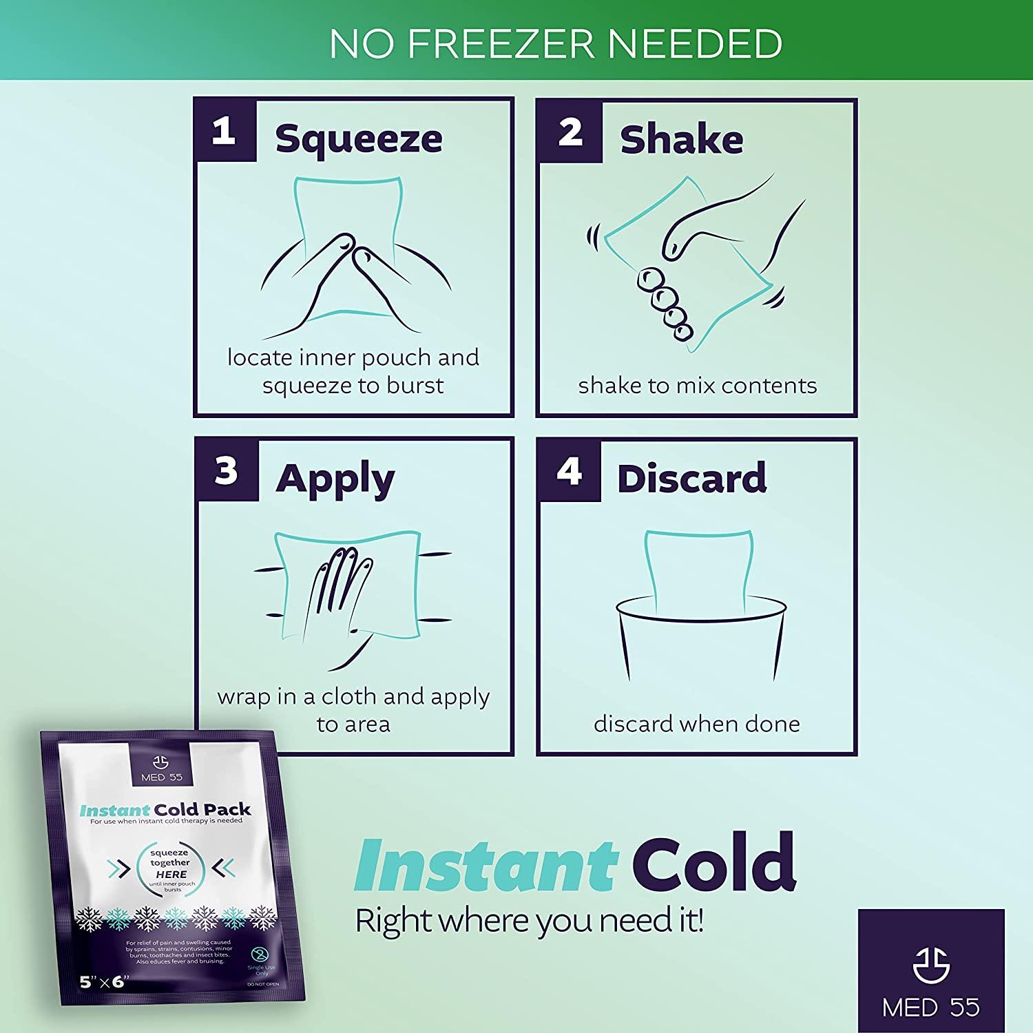 Disposable Instant Cold Packs - 24 Count (5 x 6) for First Aid, Pain ...