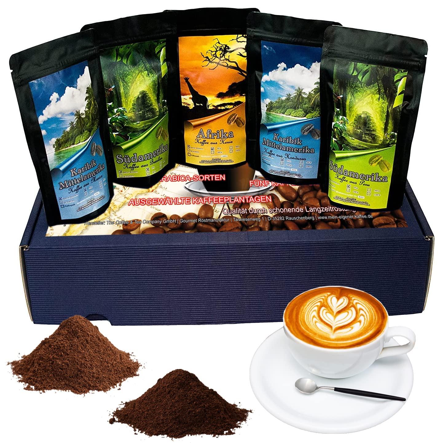 C&T Coffee Gift Set | 5 x 65g International Coffees from Mexico Brazil Peru Honduras & Kenya ...