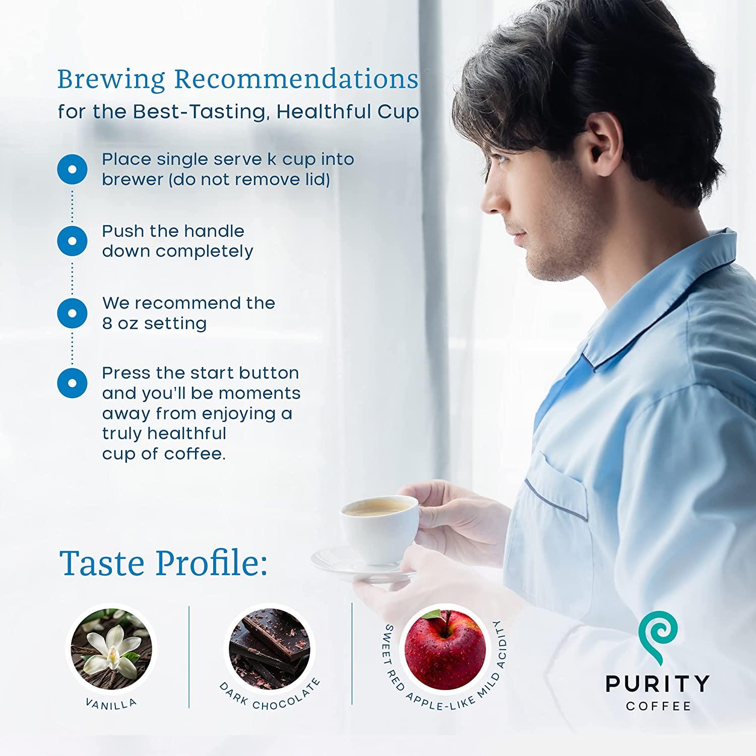 Purity Coffee CALM Decaf Medium Roast Organic Single-Serve Coffee Pods ...