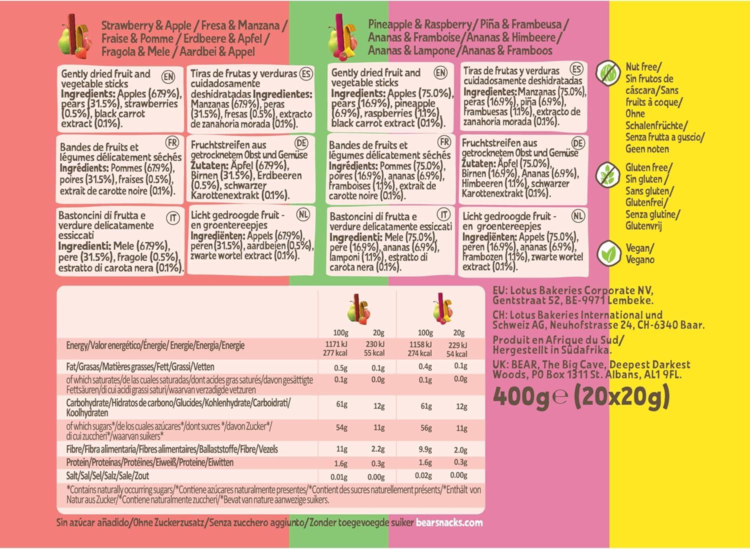 BEAR Fruit Splits Assorted Pack | 100% Natural Ingredients | No Added ...