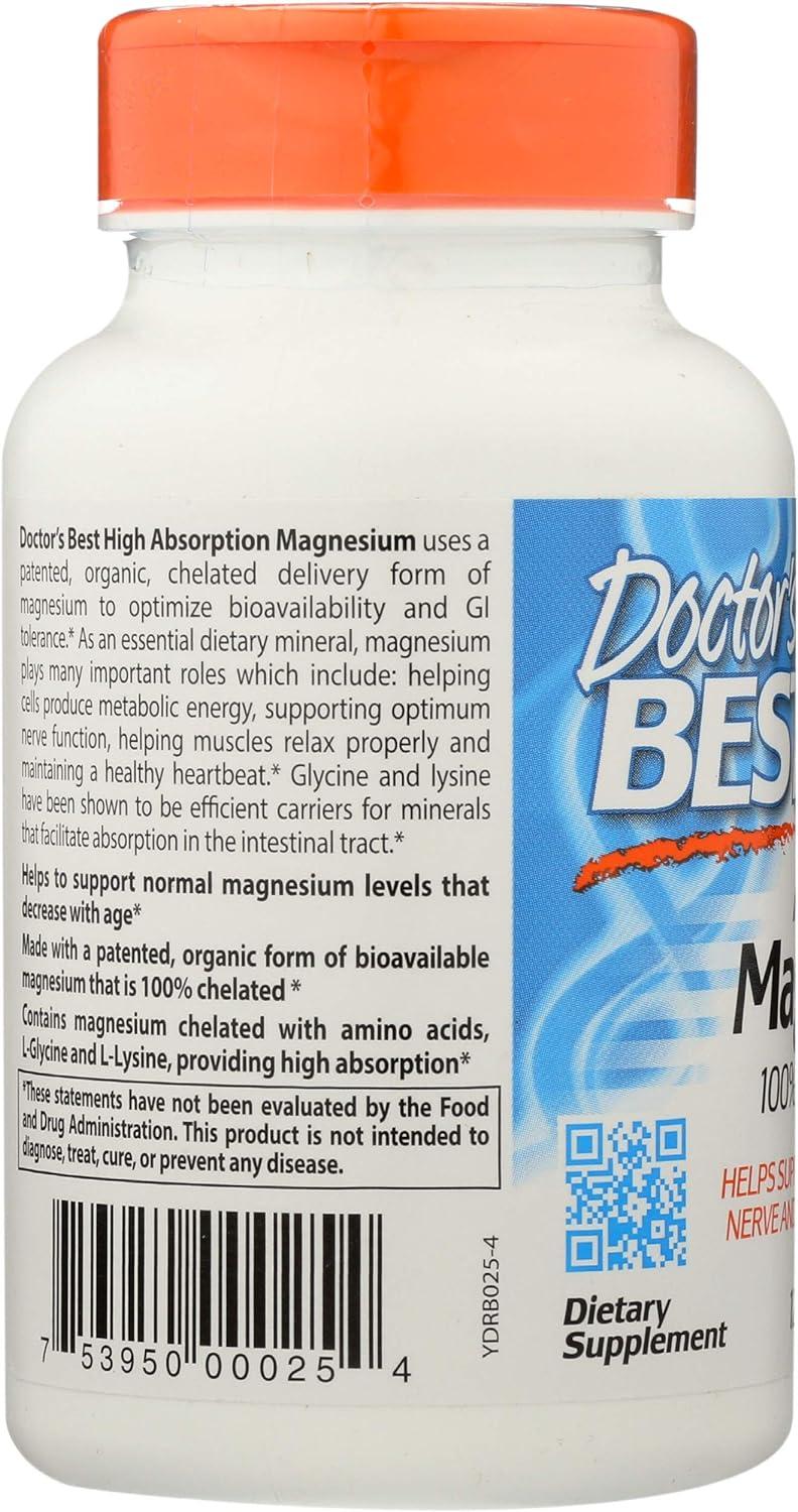 Doctor's Best Magnesium 120 Tablets - Essential Supplement for Optimal ...