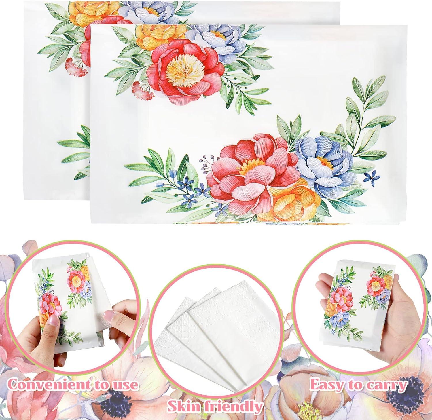 60 Pack 3 Ply Pocket Facial Tissues with Floral Patterns - Travel Size ...
