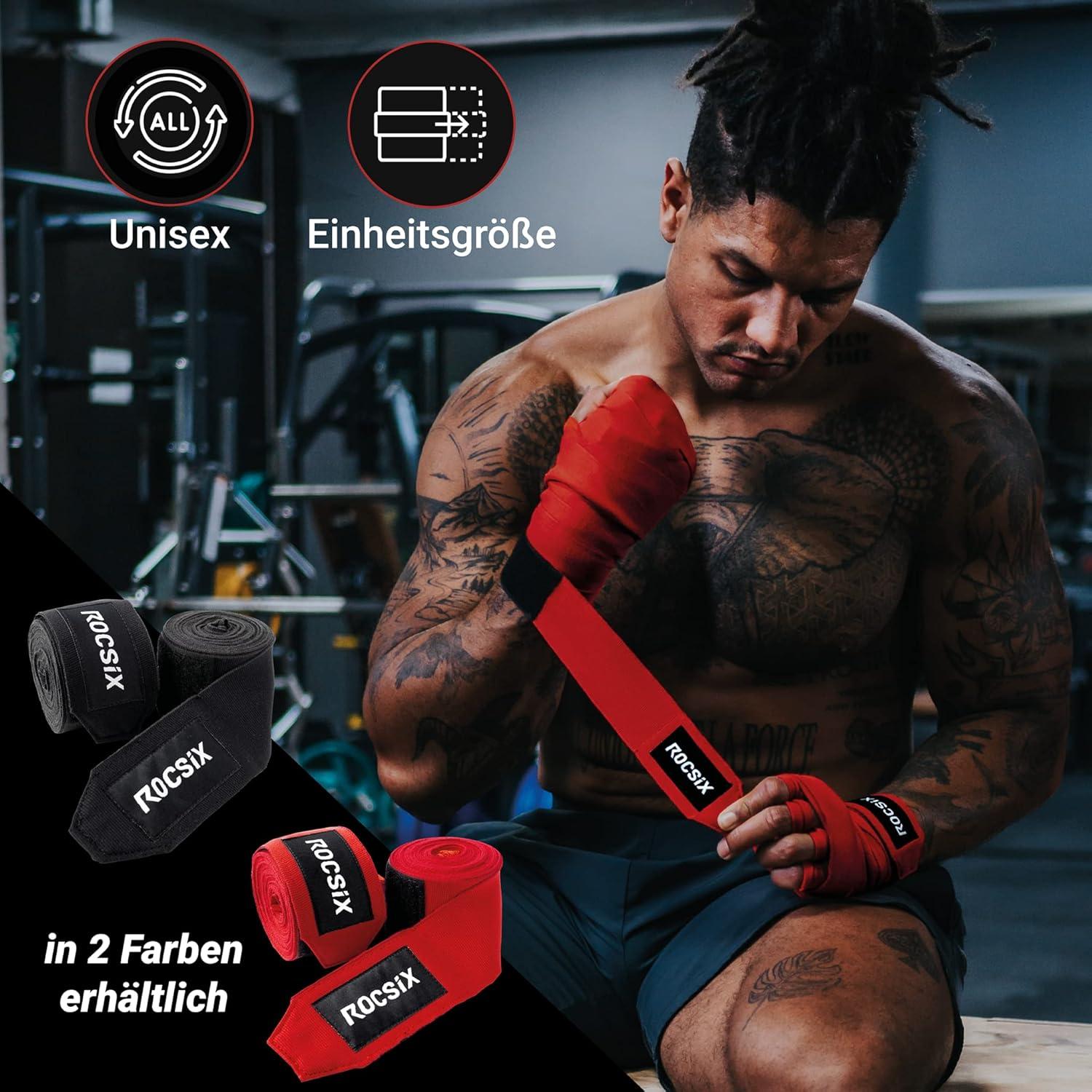 Rocsix Premium Boxing Bandages for Men & Women | Elastic 4m Kickboxing ...
