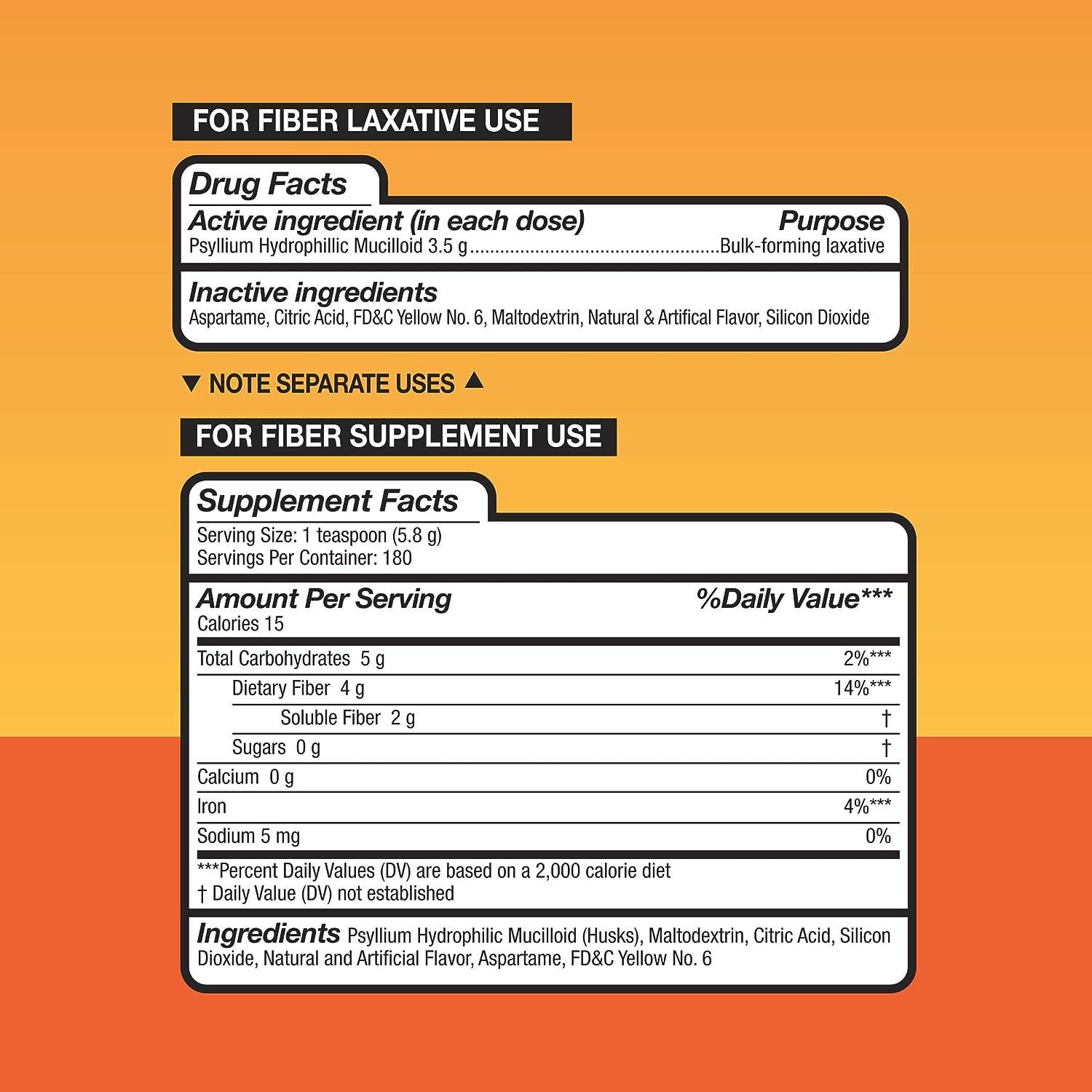 Equate Fiber Therapy Powder 36.8 oz - Smooth Texture, Orange Flavor ...