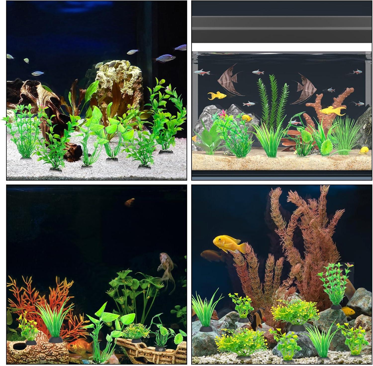 Rikudim Realistic Plastic Aquarium Plants - Small Artificial ...