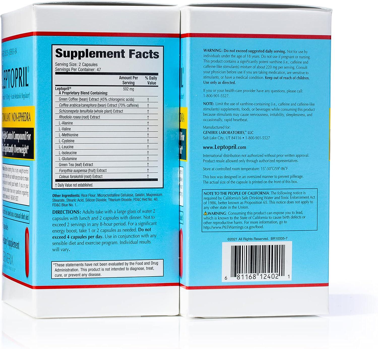 GENERIX LABORATORIES Leptopril - Weight Control Dietary Supplement (95 ...