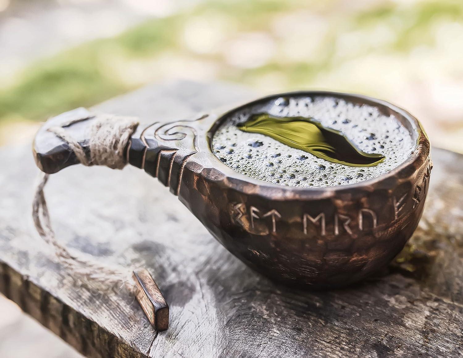 Handcarved Wooden Kuksa Cup - 11 oz Scandinavian Bushcraft Bowl for ...