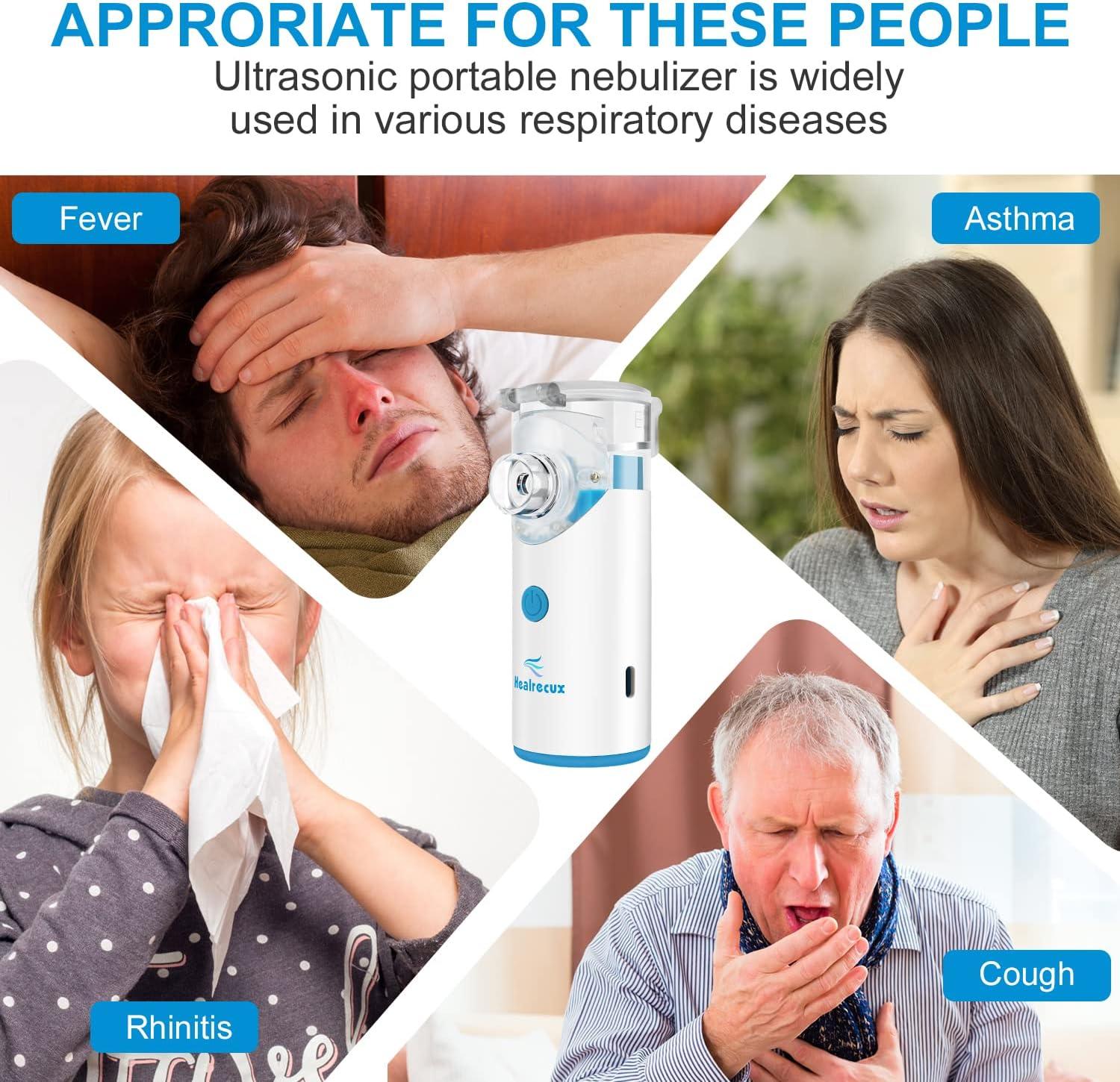 Healrecux Portable Mesh Nebulizer for Adults and Kids - Cool Mist, Two ...