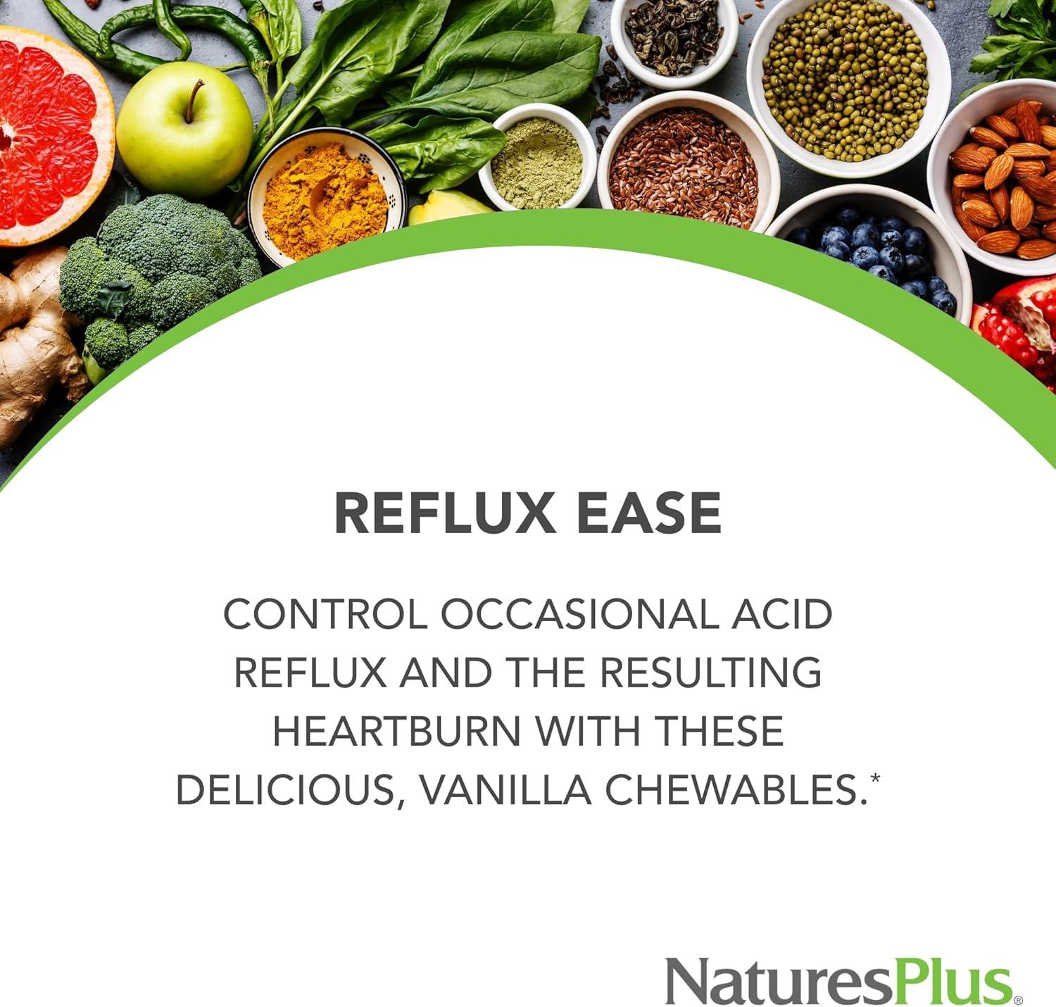 Natures Plus GI Natural Reflux Ease - 60 Chewable Tablets | Fast-Acting ...