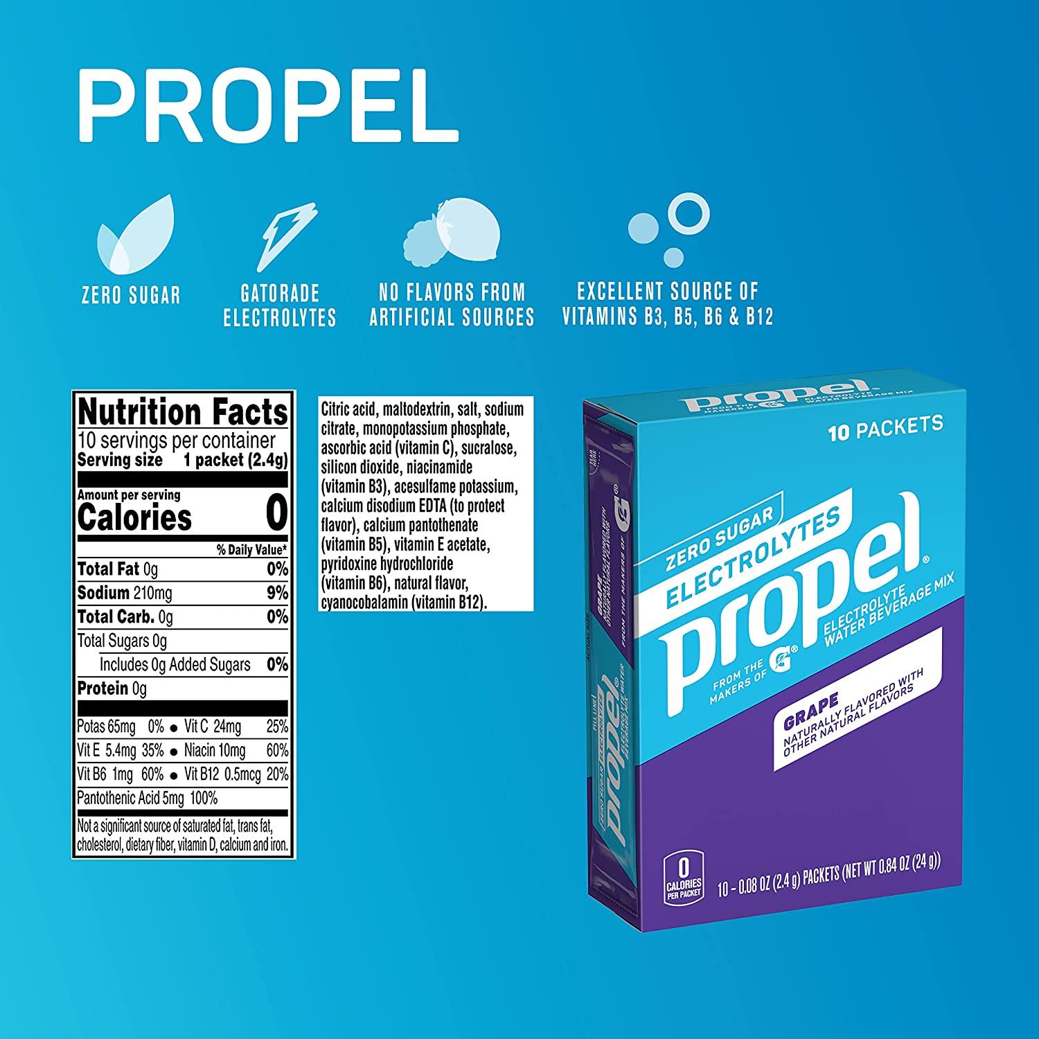 Propel Powder Packets Grape - 50 Count, Electrolytes, Vitamins, Zero ...