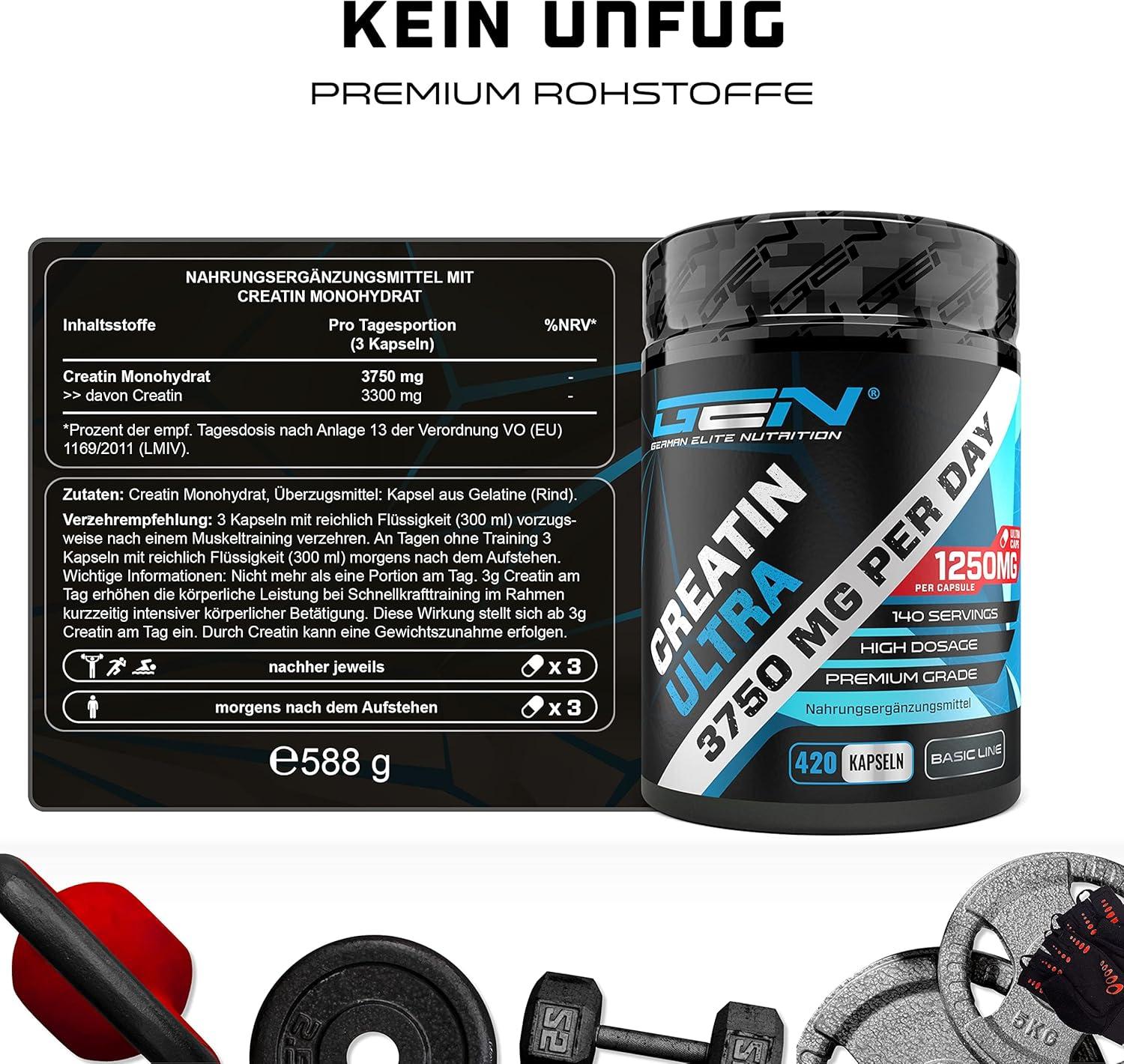 Buy Creatine Ultra Caps - 420 Capsules with 1250mg Pure Creatine ...