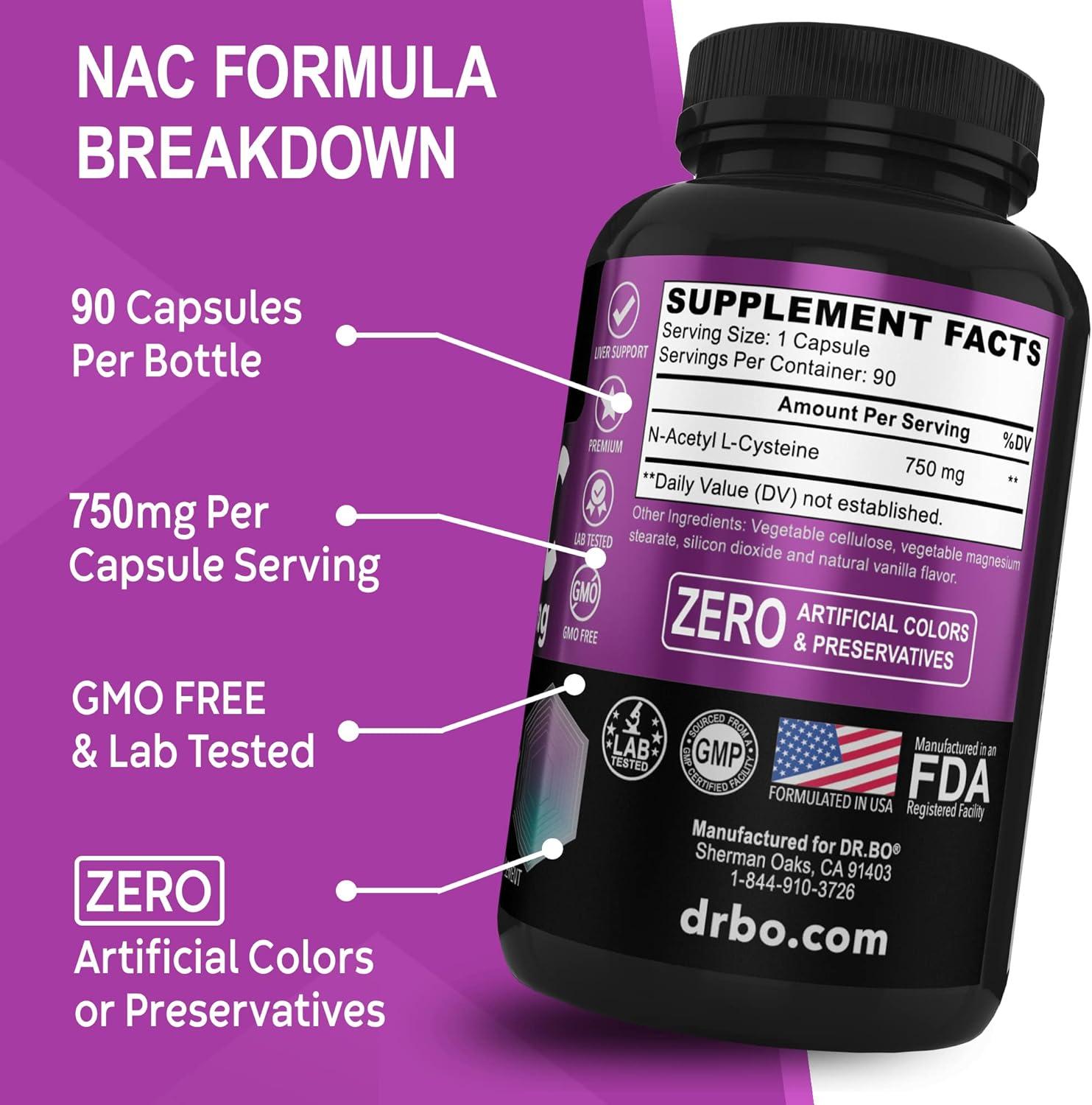 Dr. BO Lung Cleanse Support Supplements - 750mg NAC Pills for ...