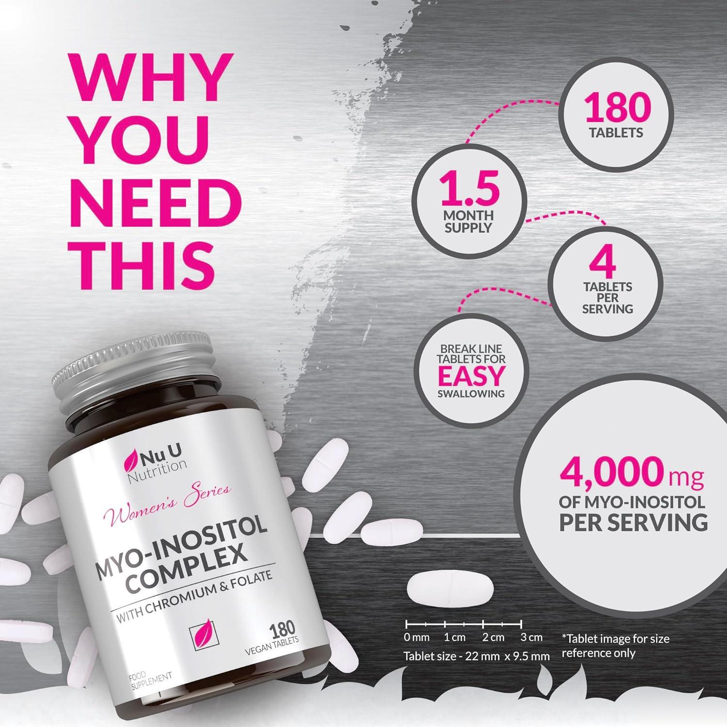 Myo-Inositol Complex 4000mg - 180 Vegan Tablets with Folate & Chromium ...