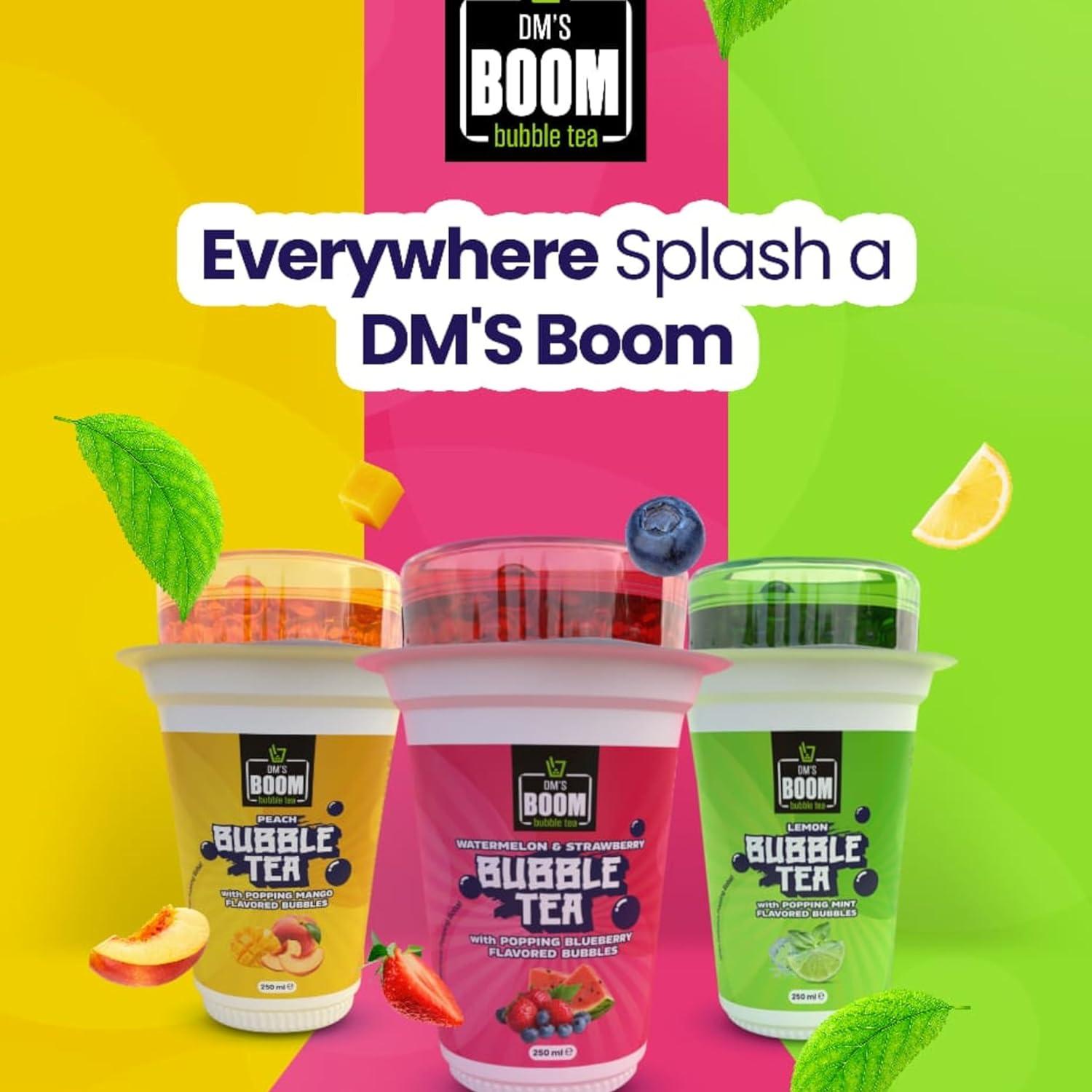 DM'S Boom Bubble Tea Peach Bubble Tea With Popping Mango Flavored ...