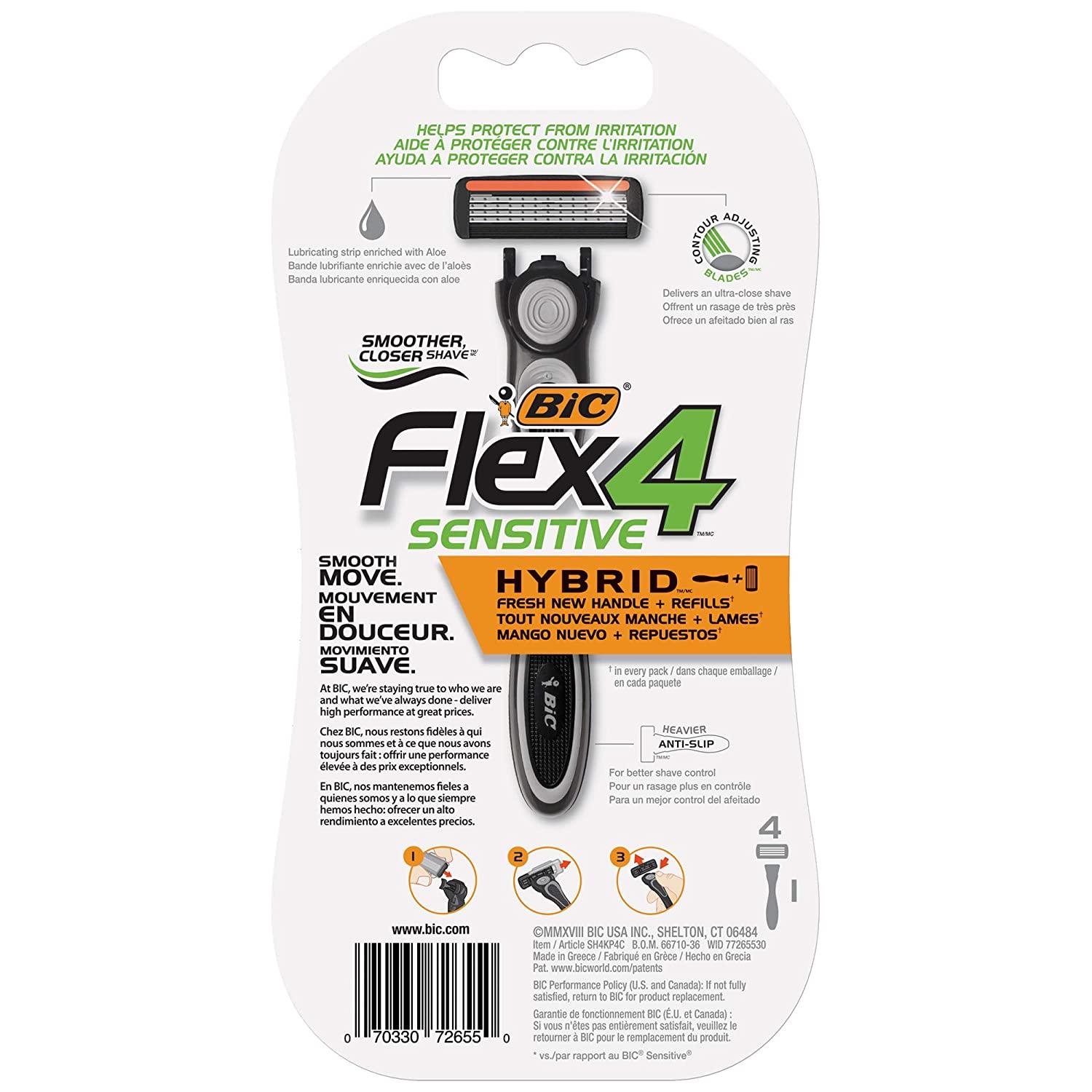 BIC Hybrid Flex 4 Titanium Men's Disposable Razors - Smooth & Close ...