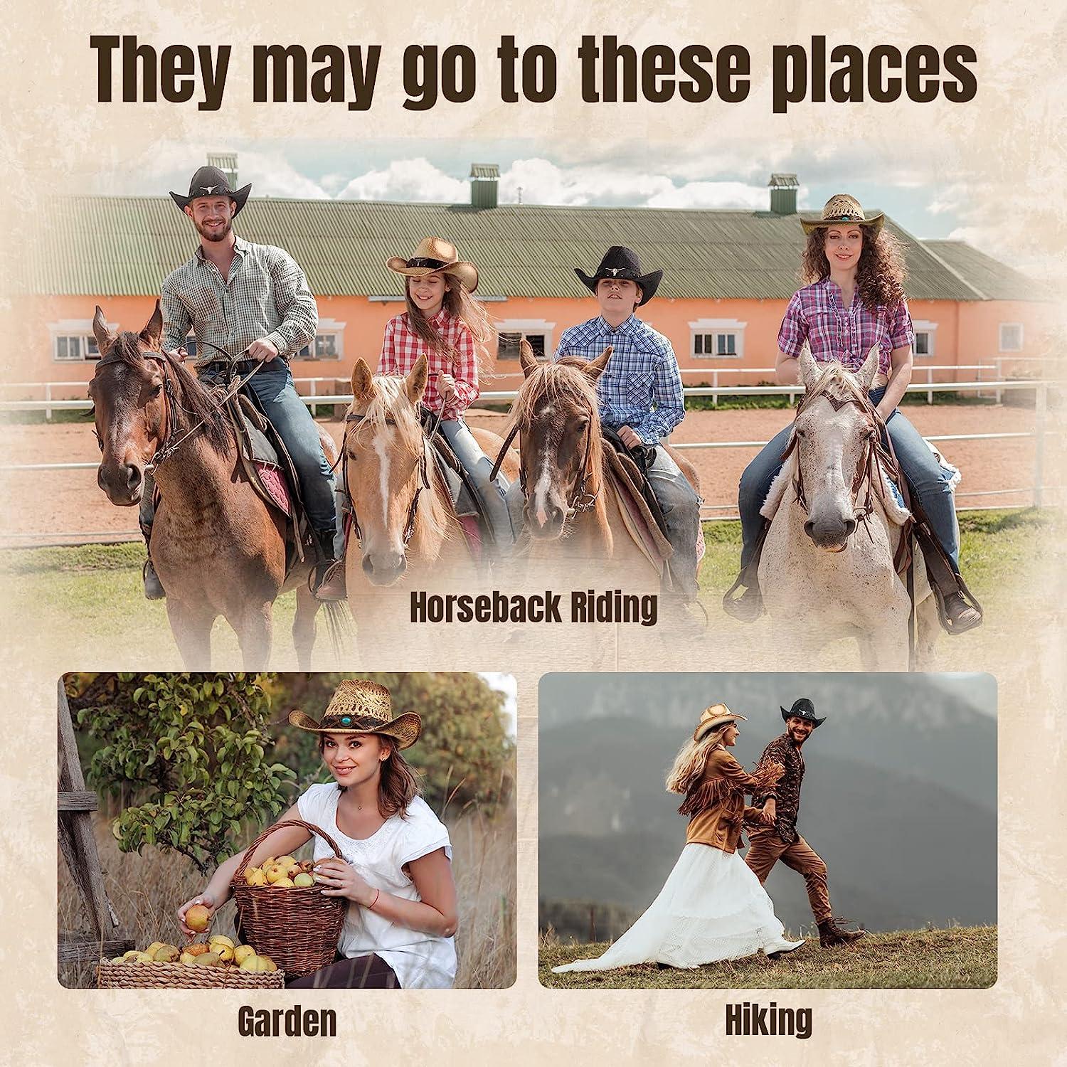 Simplicity Western Style Cowboy Straw Hat with Black Bull Band | Buy ...