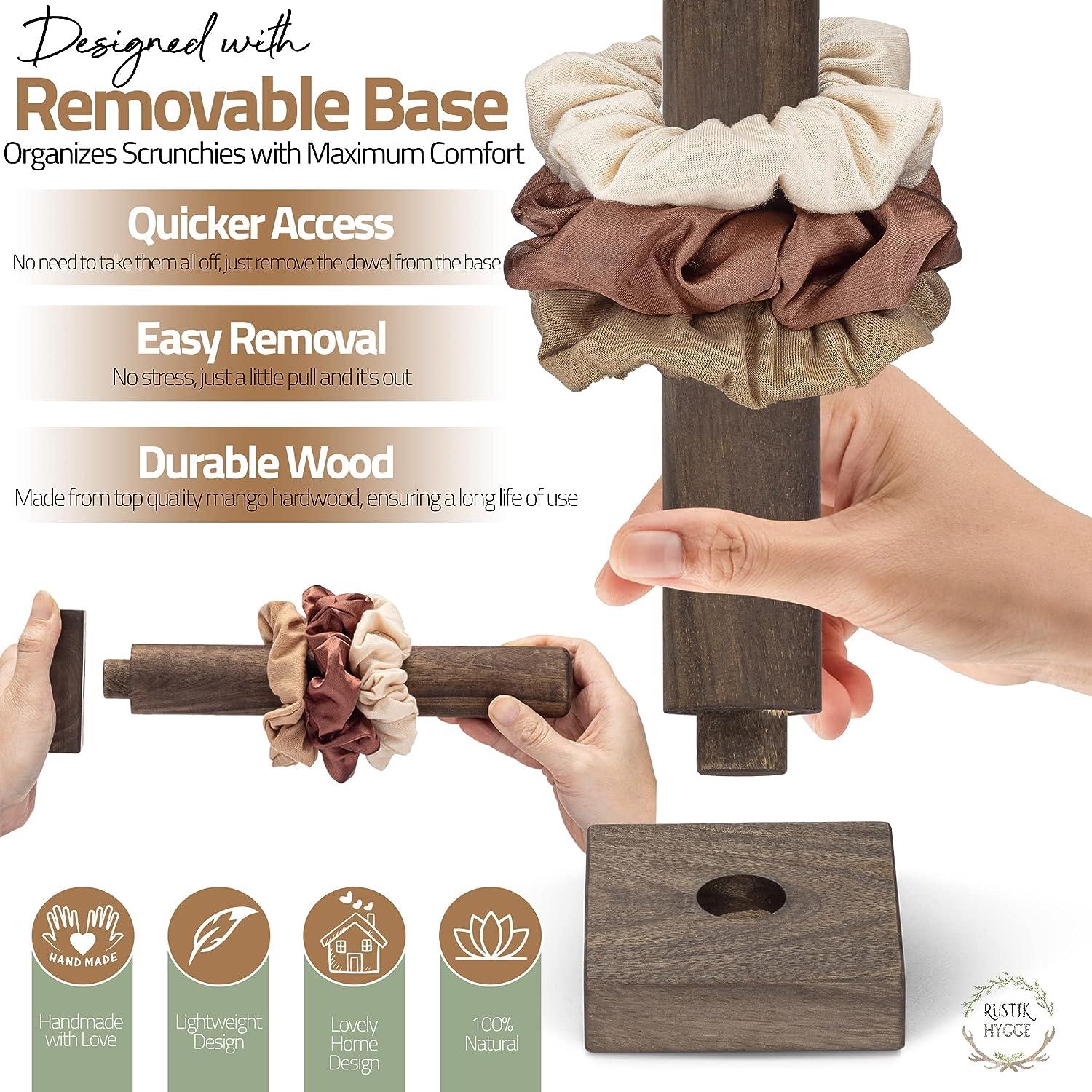 Rustik Hygge Wooden Scrunchie Holder Stand - Handmade Organizer for 100 ...