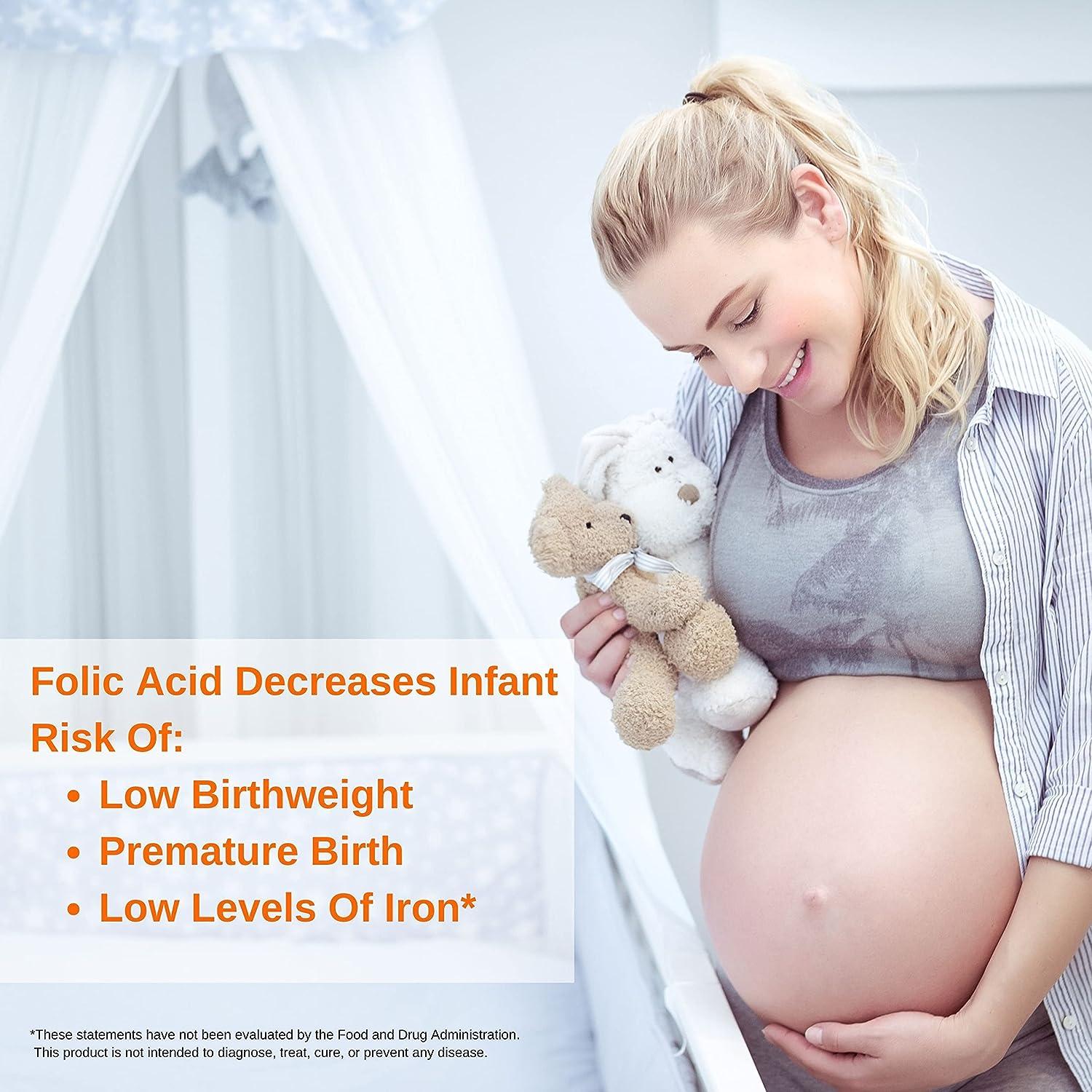 PHARMATECH Folic Acid Supplement 800mcg + Iron 27mg, Vitamin B9 ...