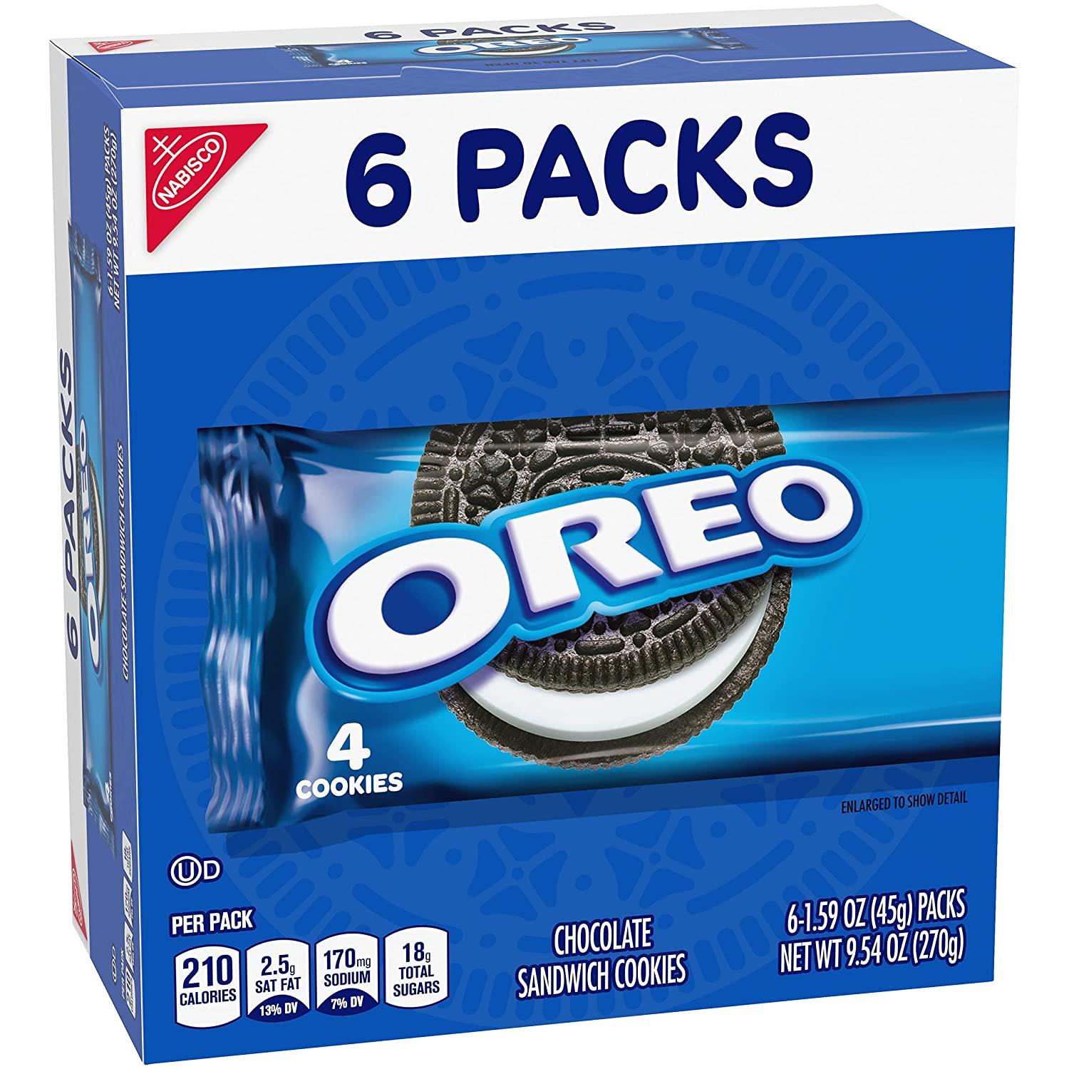 OREO Chocolate Sandwich Cookies - 6 Snack Packs (4 Cookies Per Pack ...