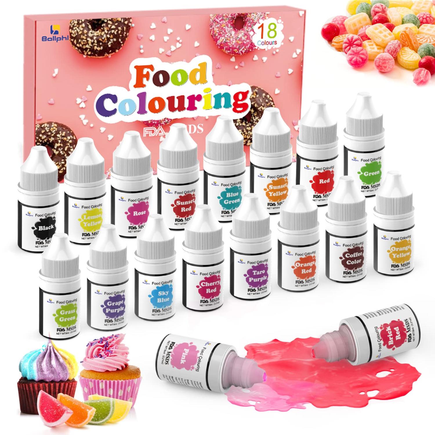 Food Colouring-18 Color Rainbow Fondant Cake Food Coloring Set ...