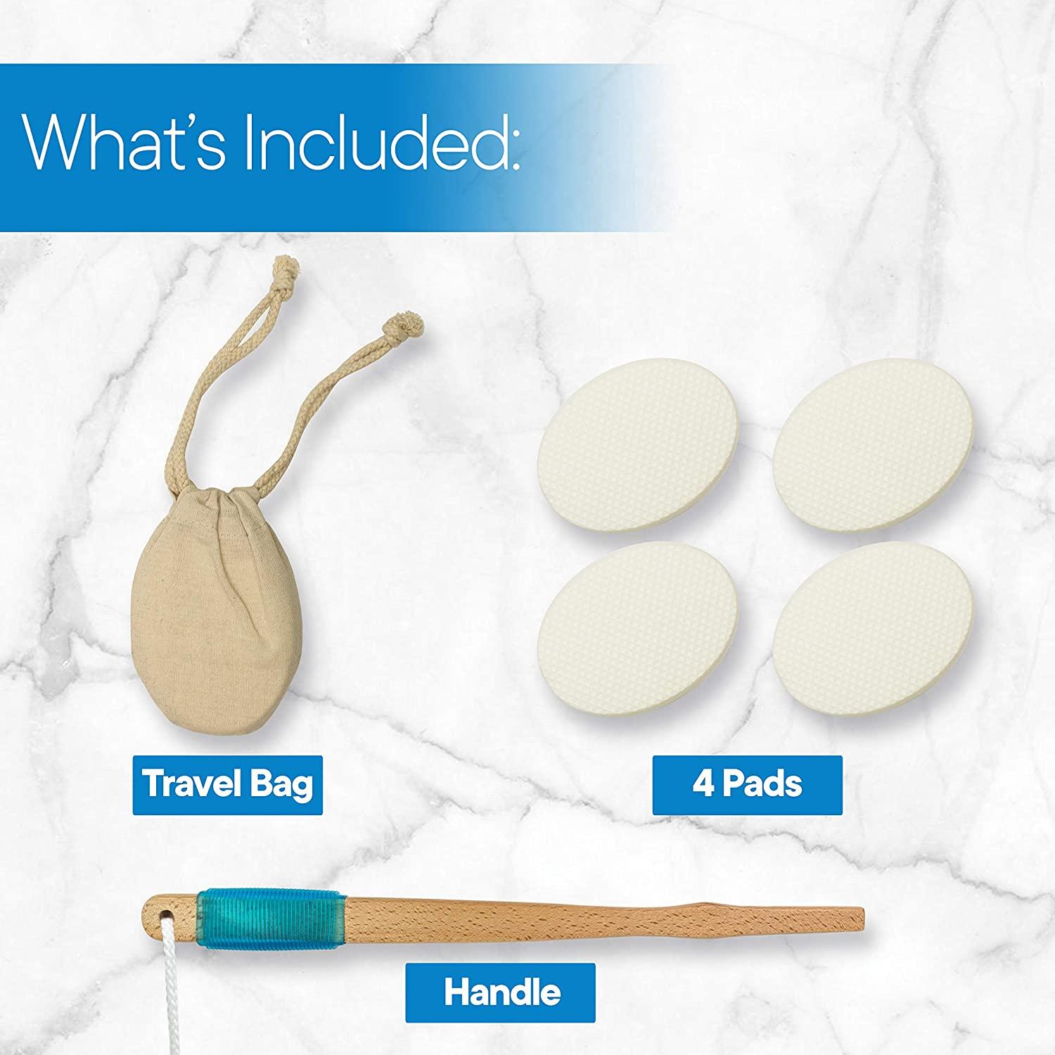 RMS 17.5 Long Lotion Applicator with 4 Pads - Easy Reach Body Wash ...