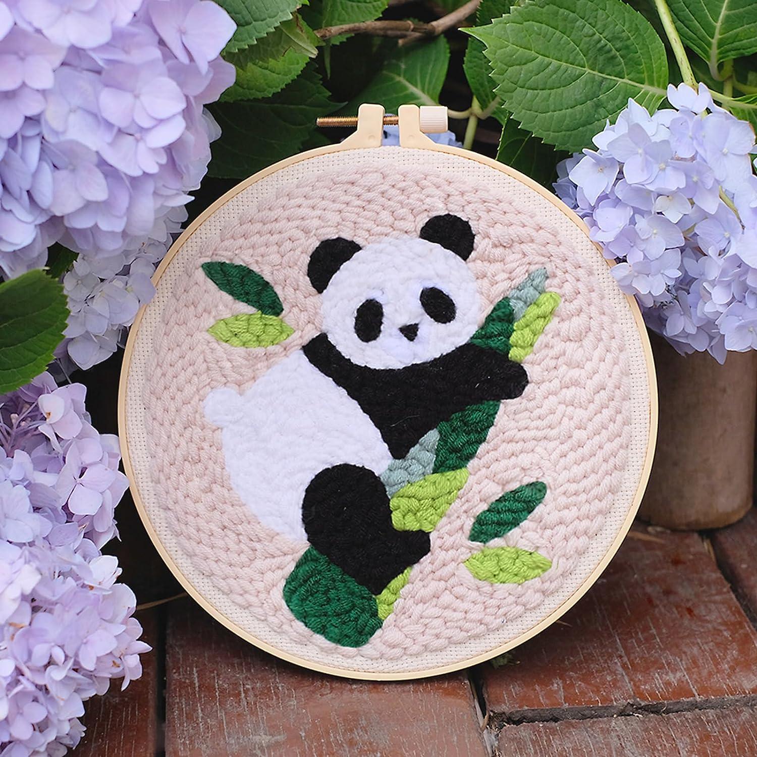 Wool Queen Punch Needle Beginner DIY Kit - 1 Punch Tool, 18 Colors Yarn ...