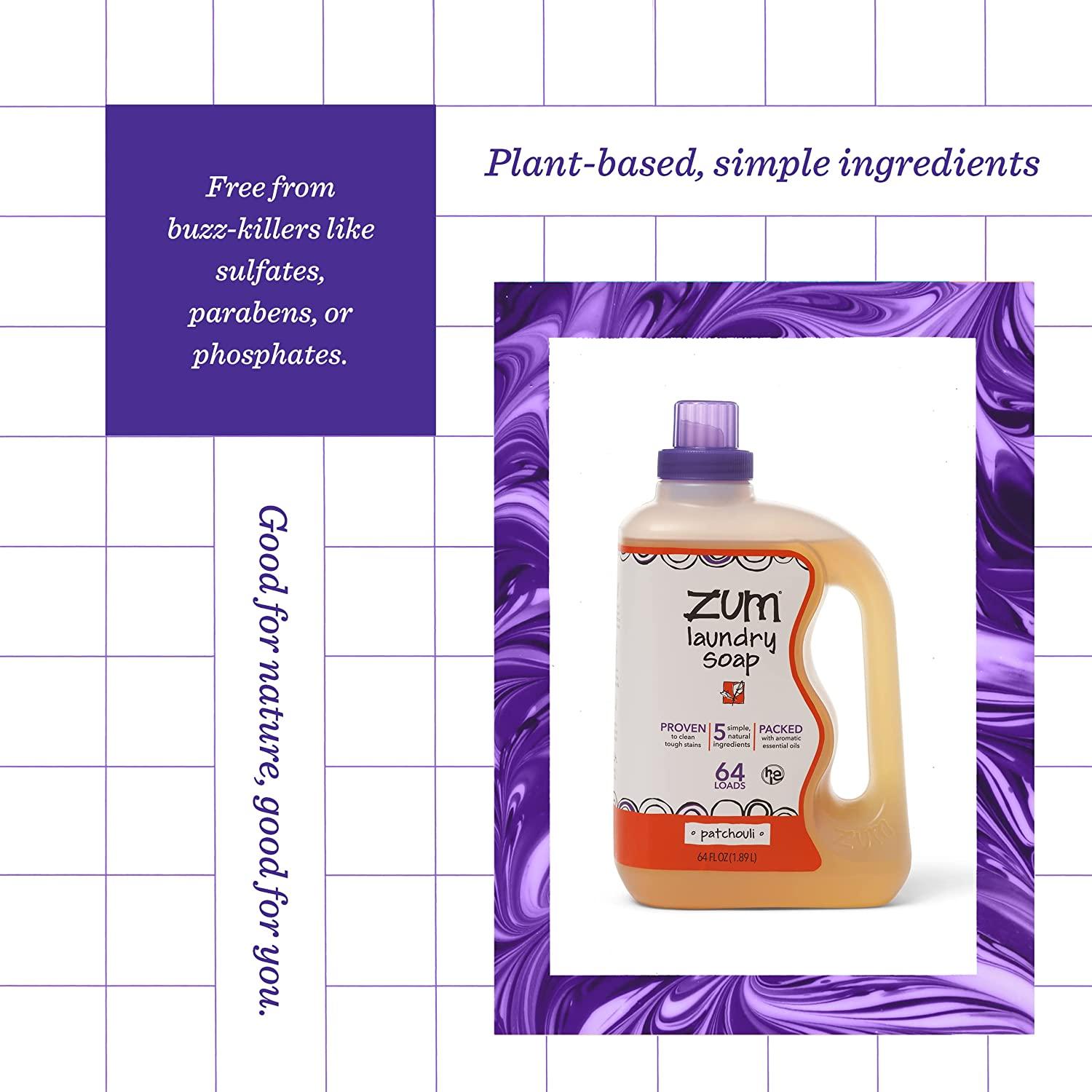 Zum Clean Laundry Soap - Patchouli Scent | 64 fl oz - Natural & Eco ...