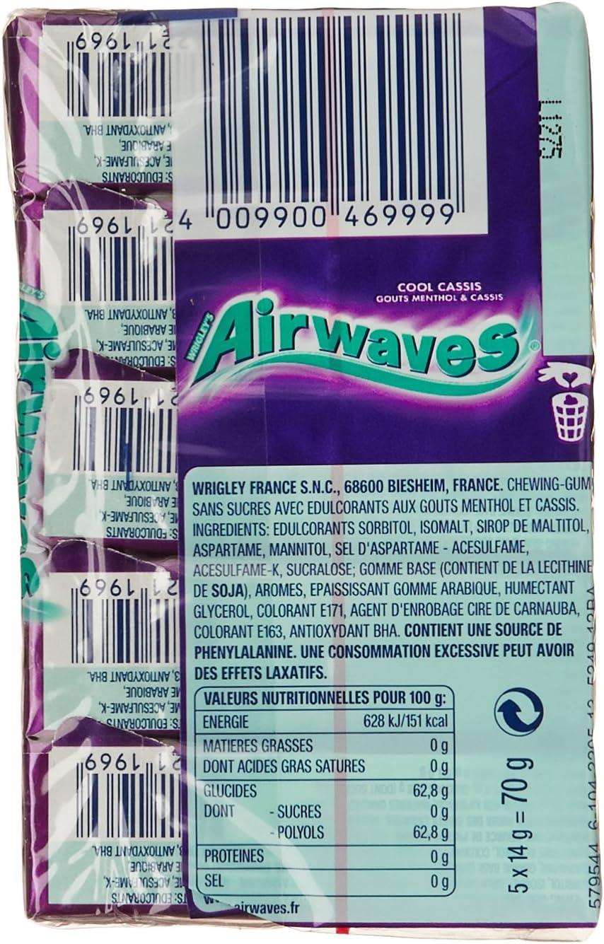 AIRWAVES 5 Etuis de 10 Chewing-Gums sans Sucres aux Go ts Cool Cassis ...