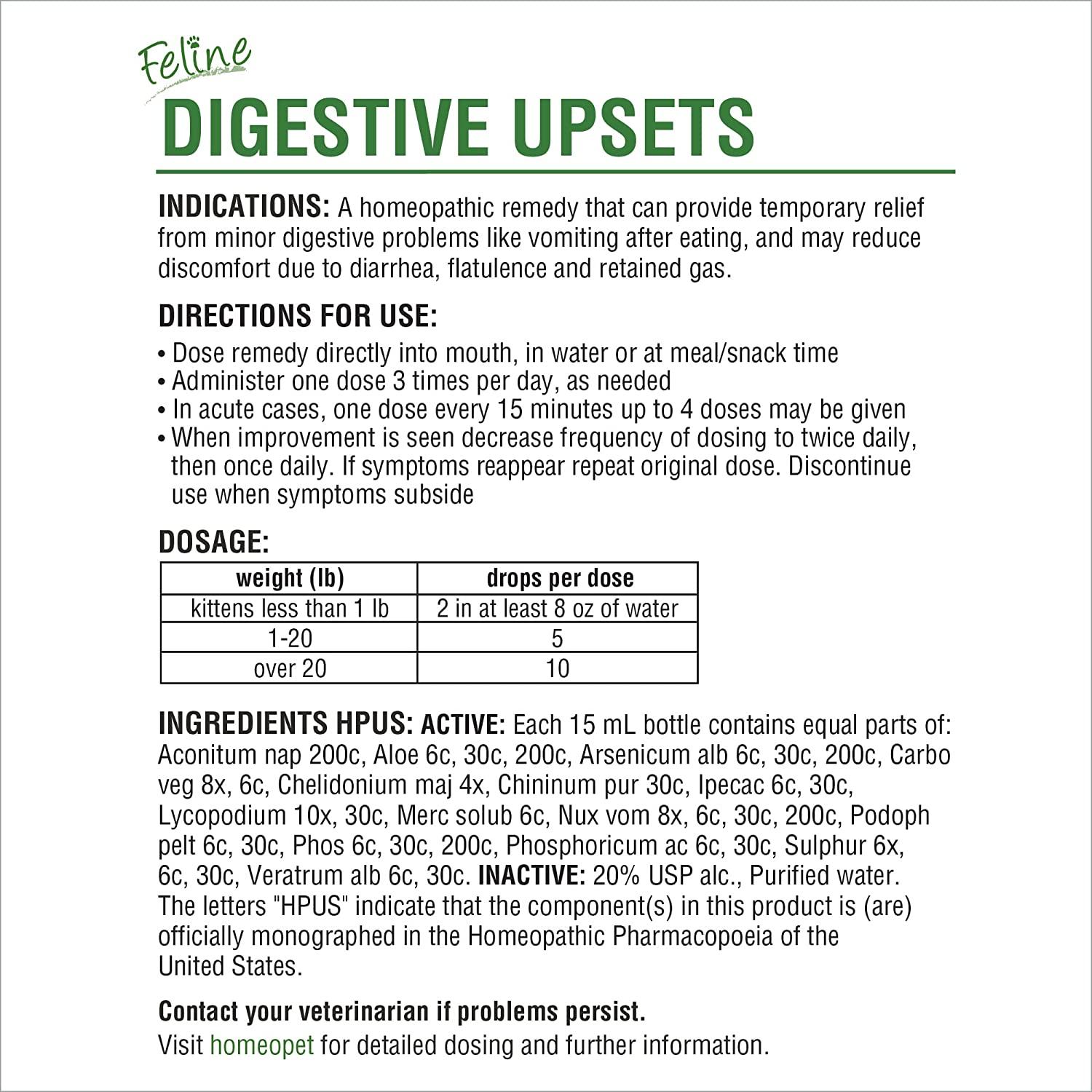 HomeoPet Feline Digestive Upsets Supplement for Cats - 15ml