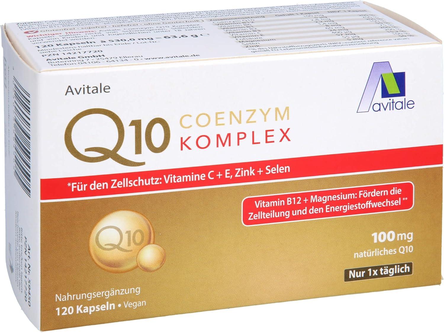 Avitale Coenzyme Q10 Complex Capsules - 100mg Plant-Based Q10 & Vitamin ...