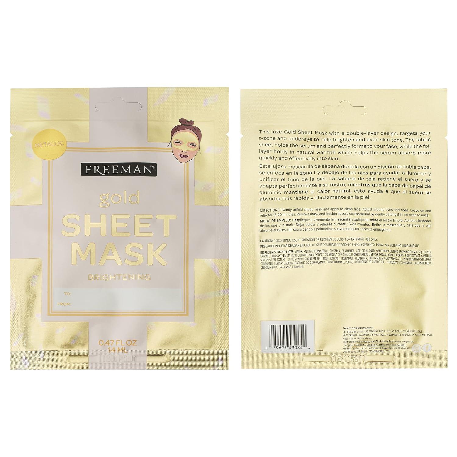 FREEMAN Limited Edition Christmas Metallic Sheet Masks Variety 12 Pack ...