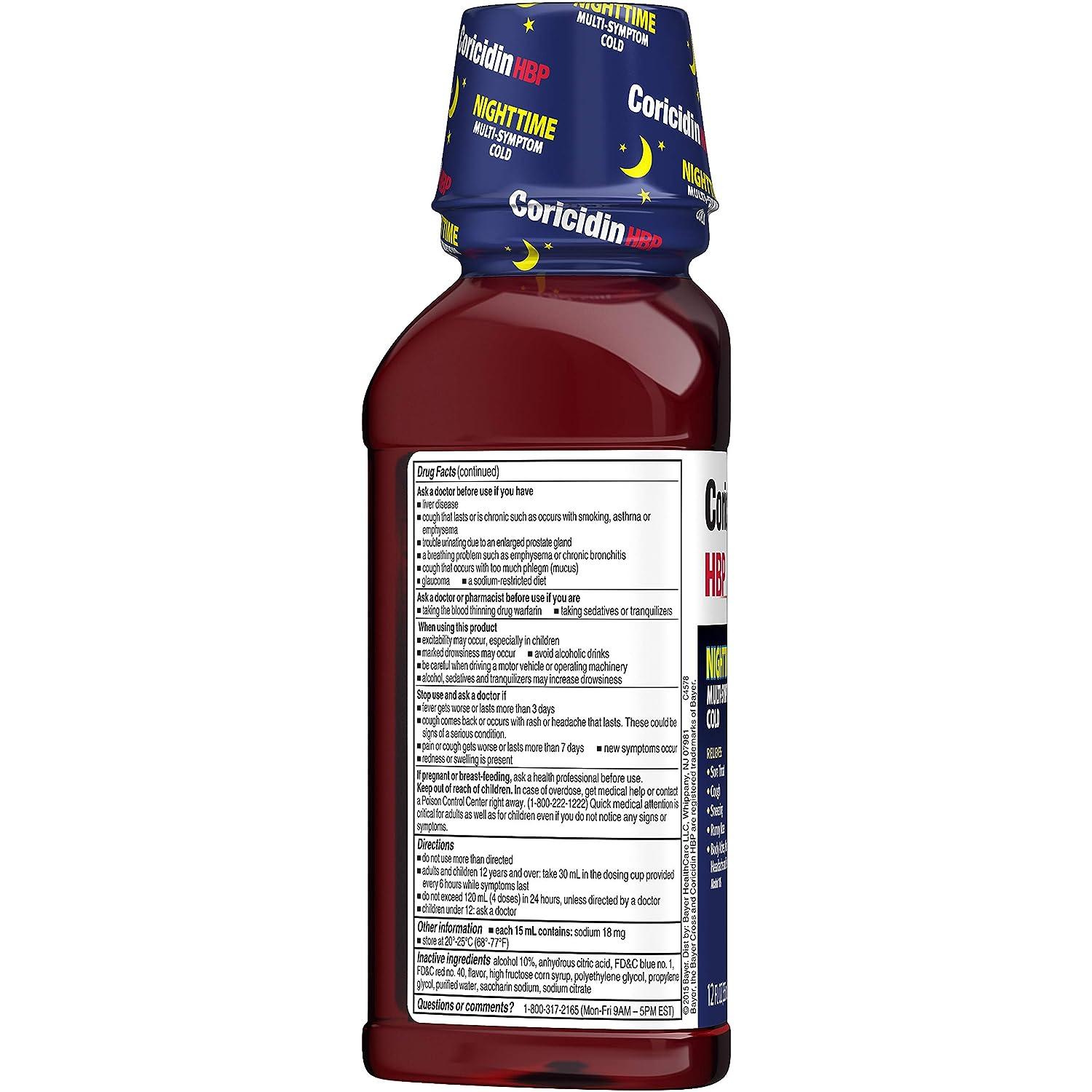 Coricidin HBP Nighttime Multi-Symptom Cold Liquid Cherry - 12 oz | Buy ...