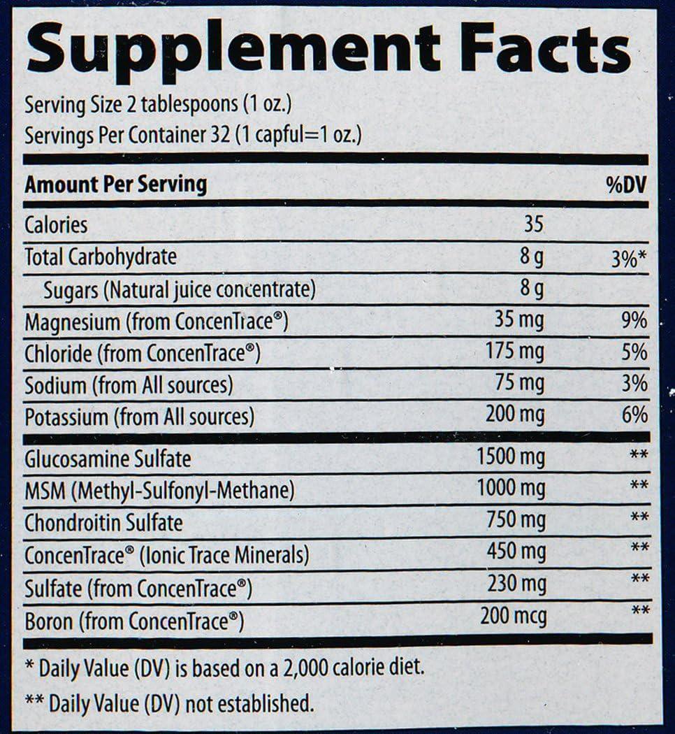 Blueberry Flavored Liquid Glucosamine Chondroitin MSM with Trace ...