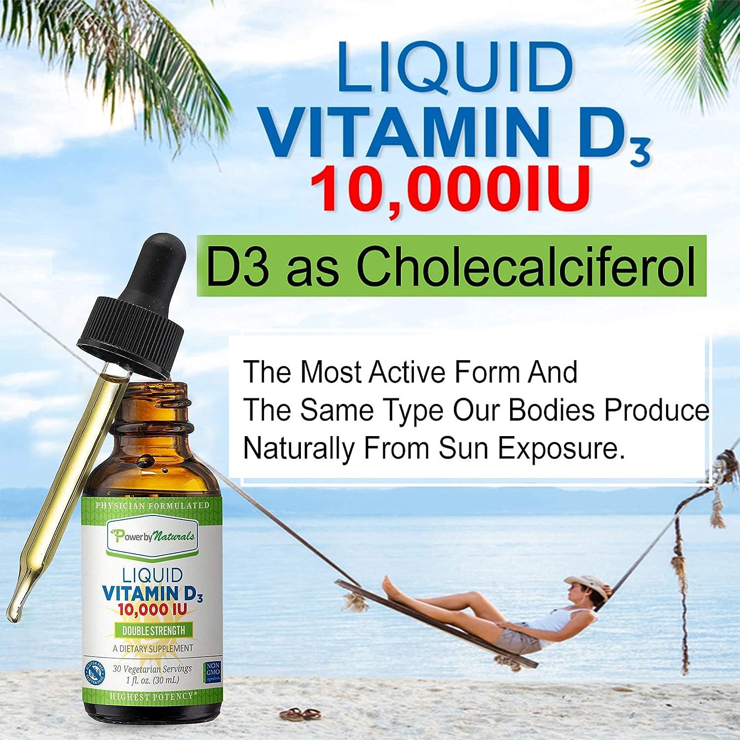 High-Potency Vitamin D3 Liquid Drops 10000 IU - Bone Strength & Immune ...