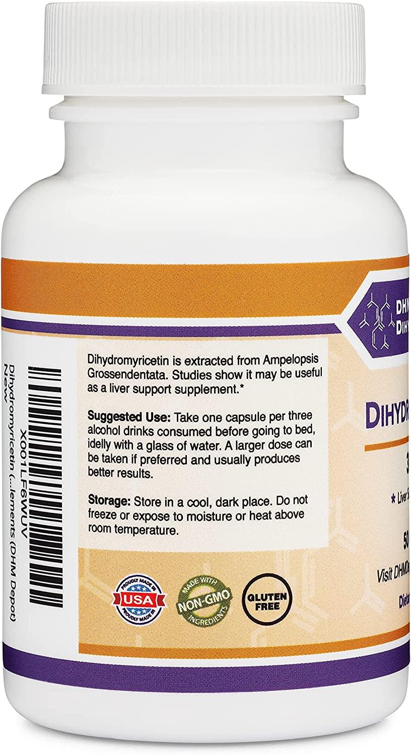 Dihydromyricetin (DHM) 300mg Liver Support Capsules - 50 Count | Third ...