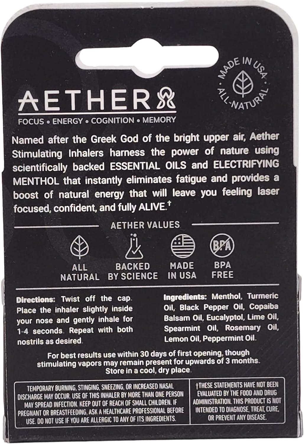 Aether High Performance Nasal Inhaler Stick (2-Pack) - Promotes Focus ...